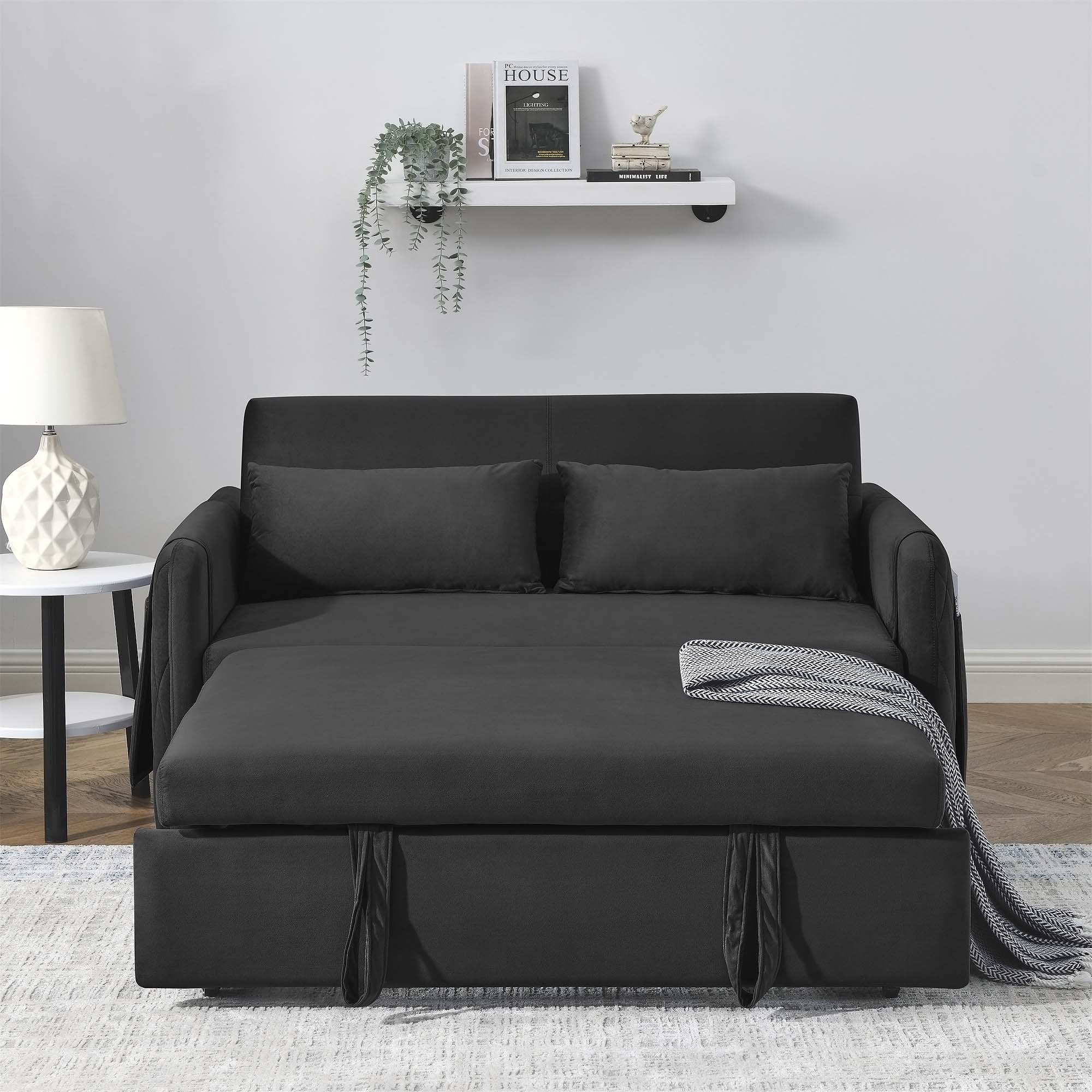 Latitude Run® Versatile Convertible Sofa Bed with Detachable Pockets ...