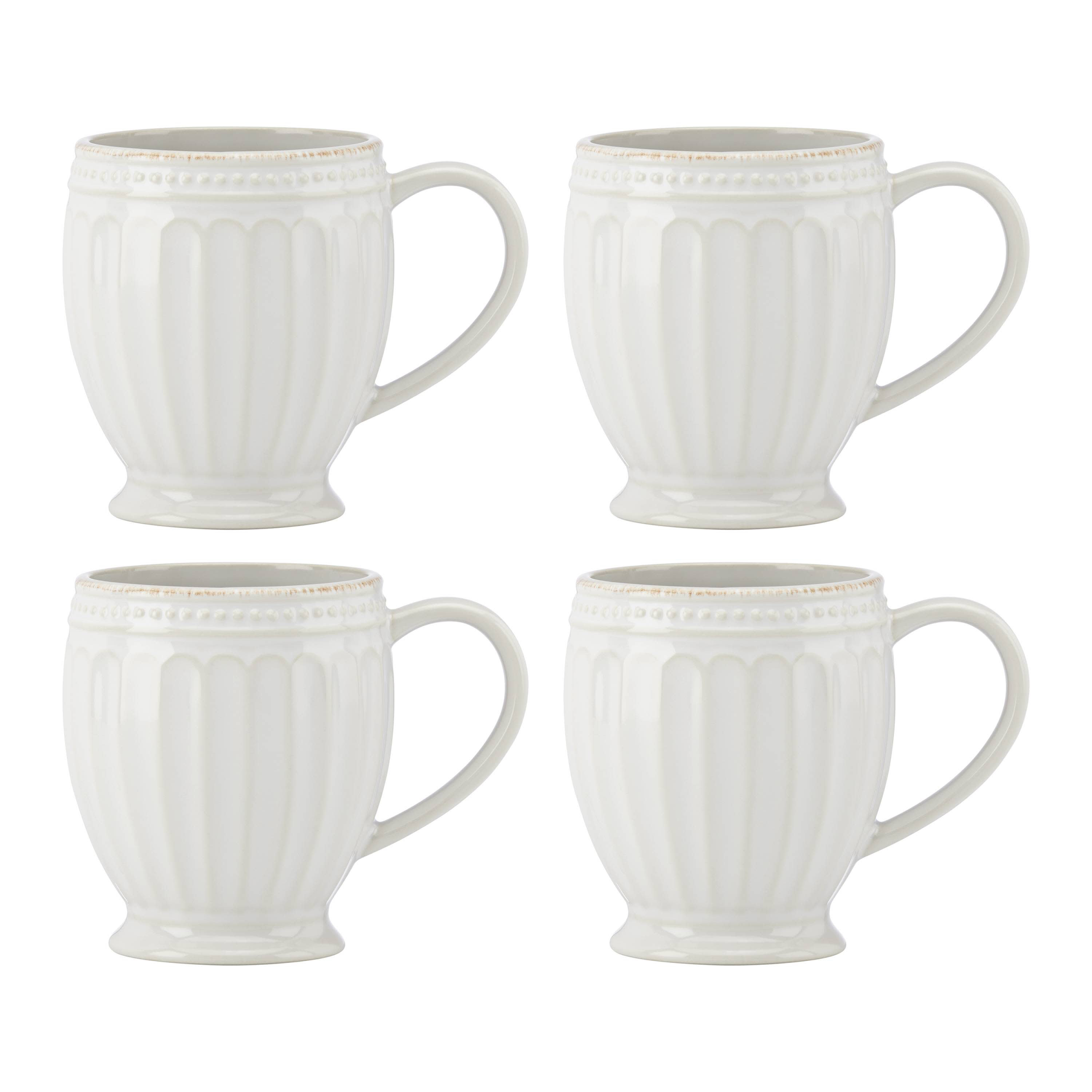 Lenox French Perle Groove White Groove Mugs, Set Of 4 & Reviews | Wayfair