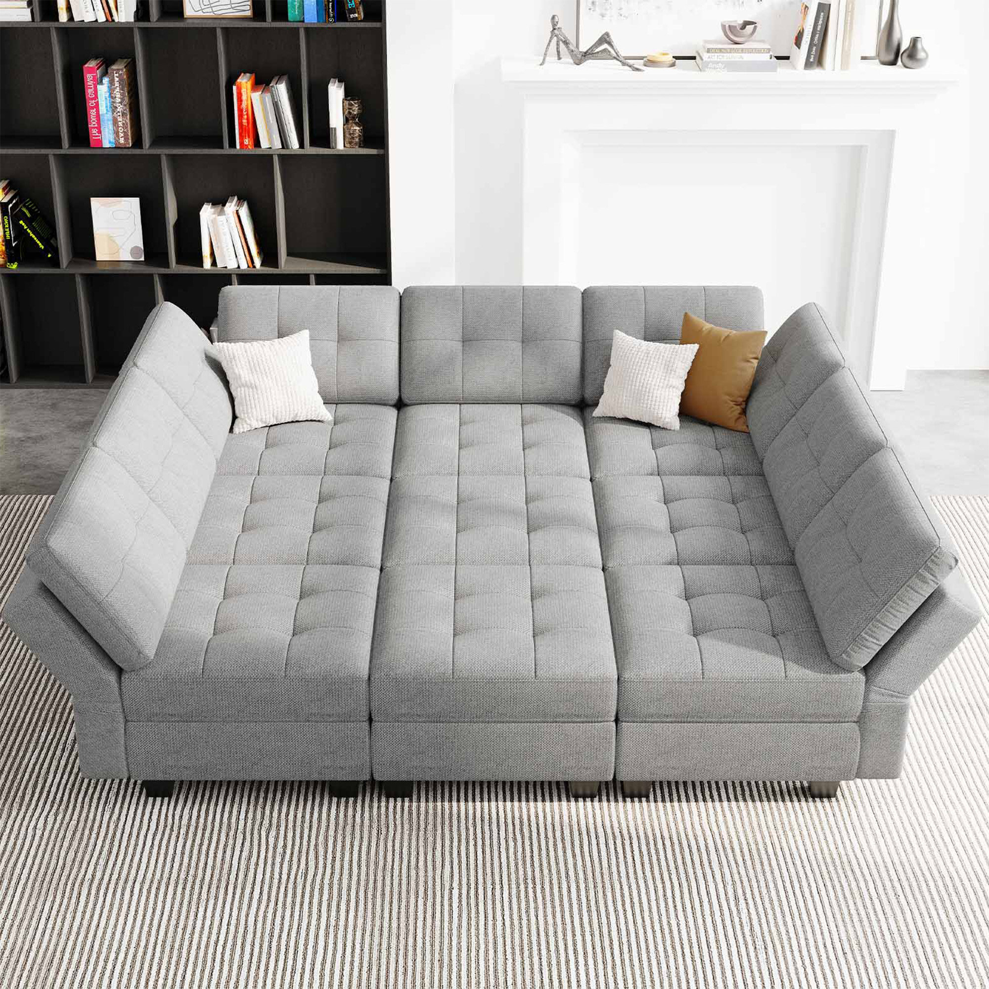 Latitude Run® Devoiry 90.2'' Variable Sectional Upholstered Storage ...