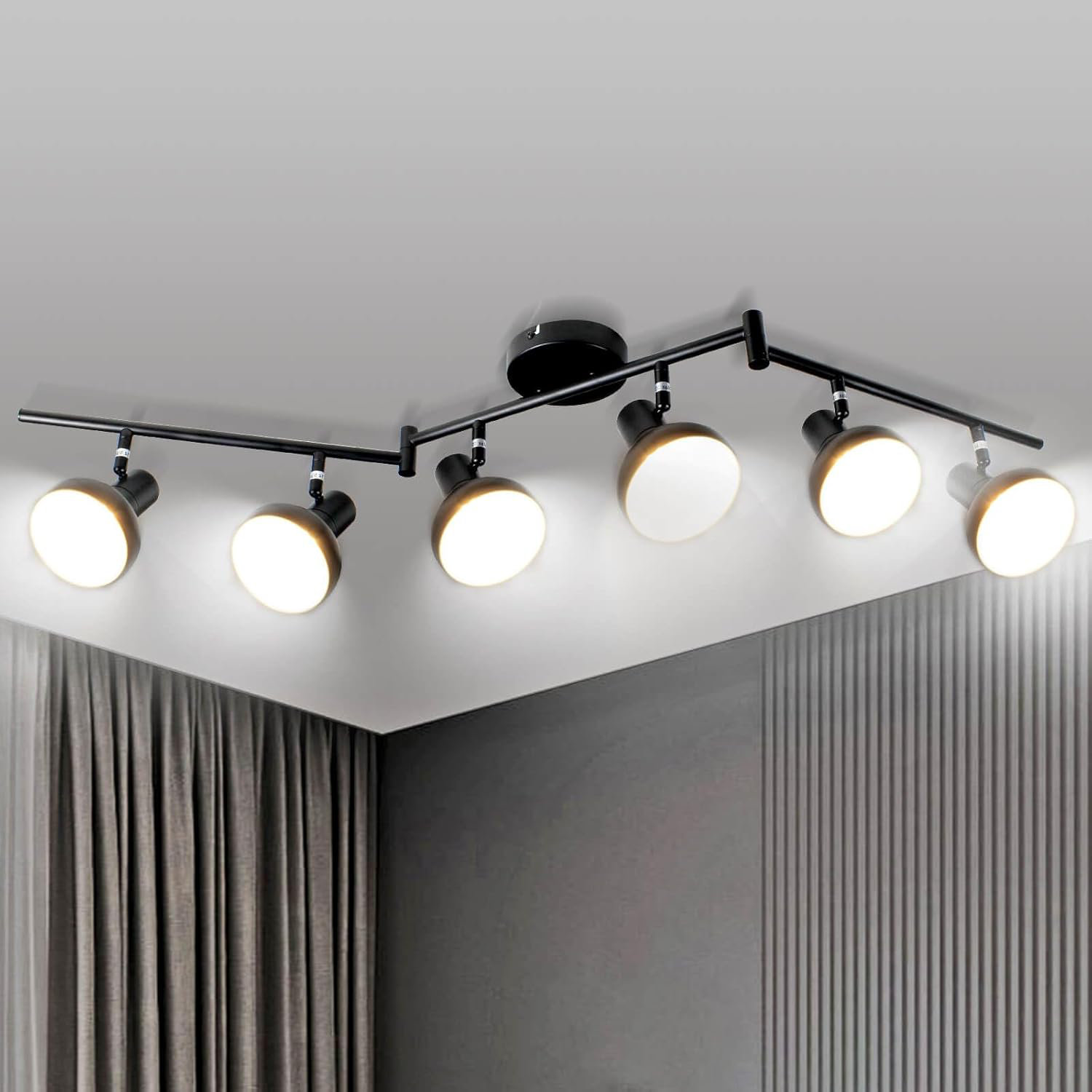 BONLOD 6-Light Track Lighting Directional Rotatable Ceiling Light ...