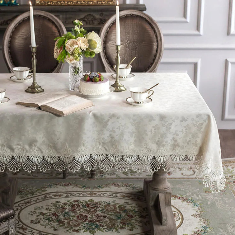 My Lux Decor Beige Lace Tablecloth Square Rectangular Dinning Party Tea ...