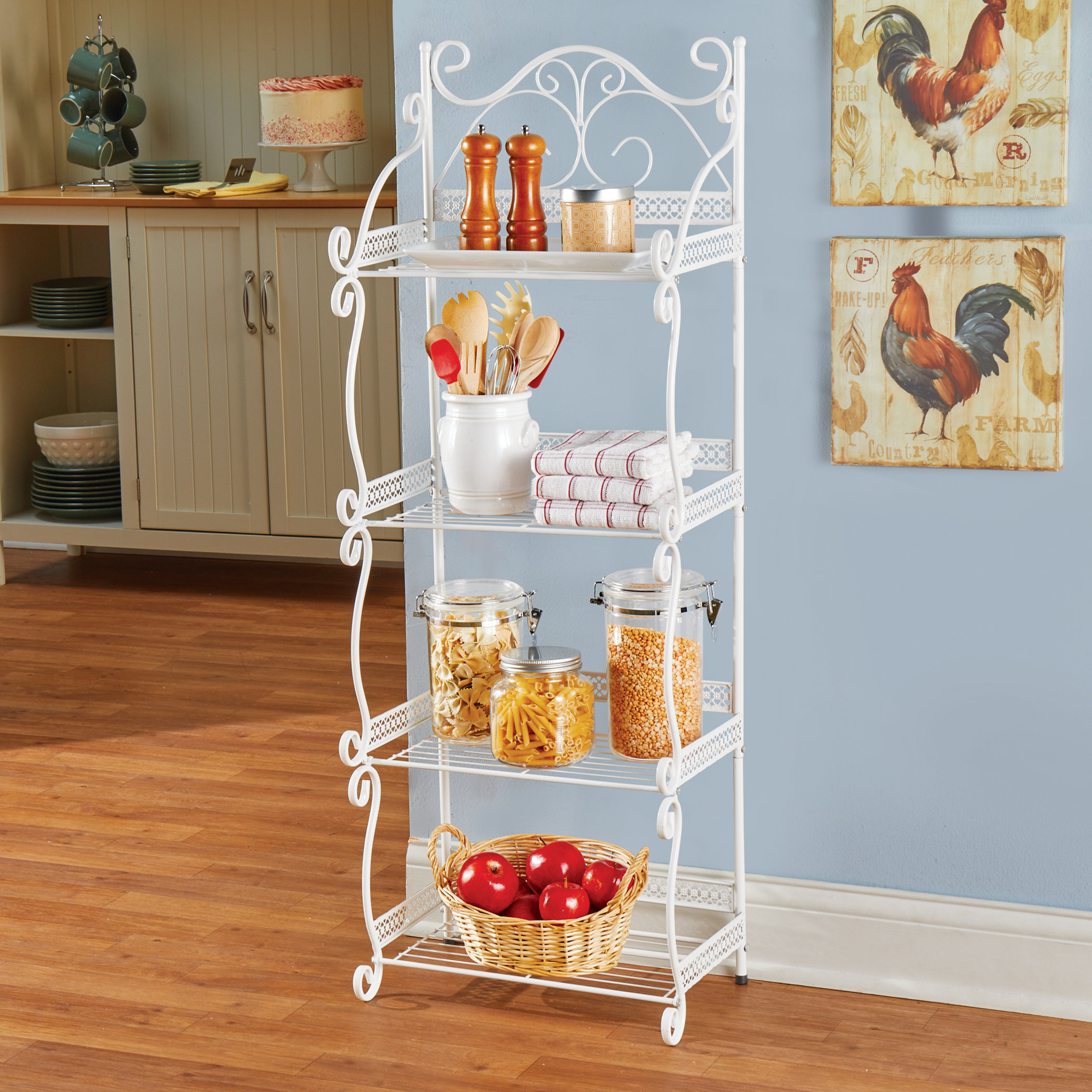 Winston Porter 4-Tier Metal Scrollwork Design Storage Shelf | Wayfair