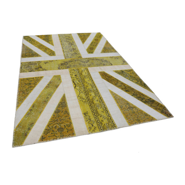 Rug N Carpet Flag Patchwork Yellow Flag Cotton Handmade Area Rug | Wayfair