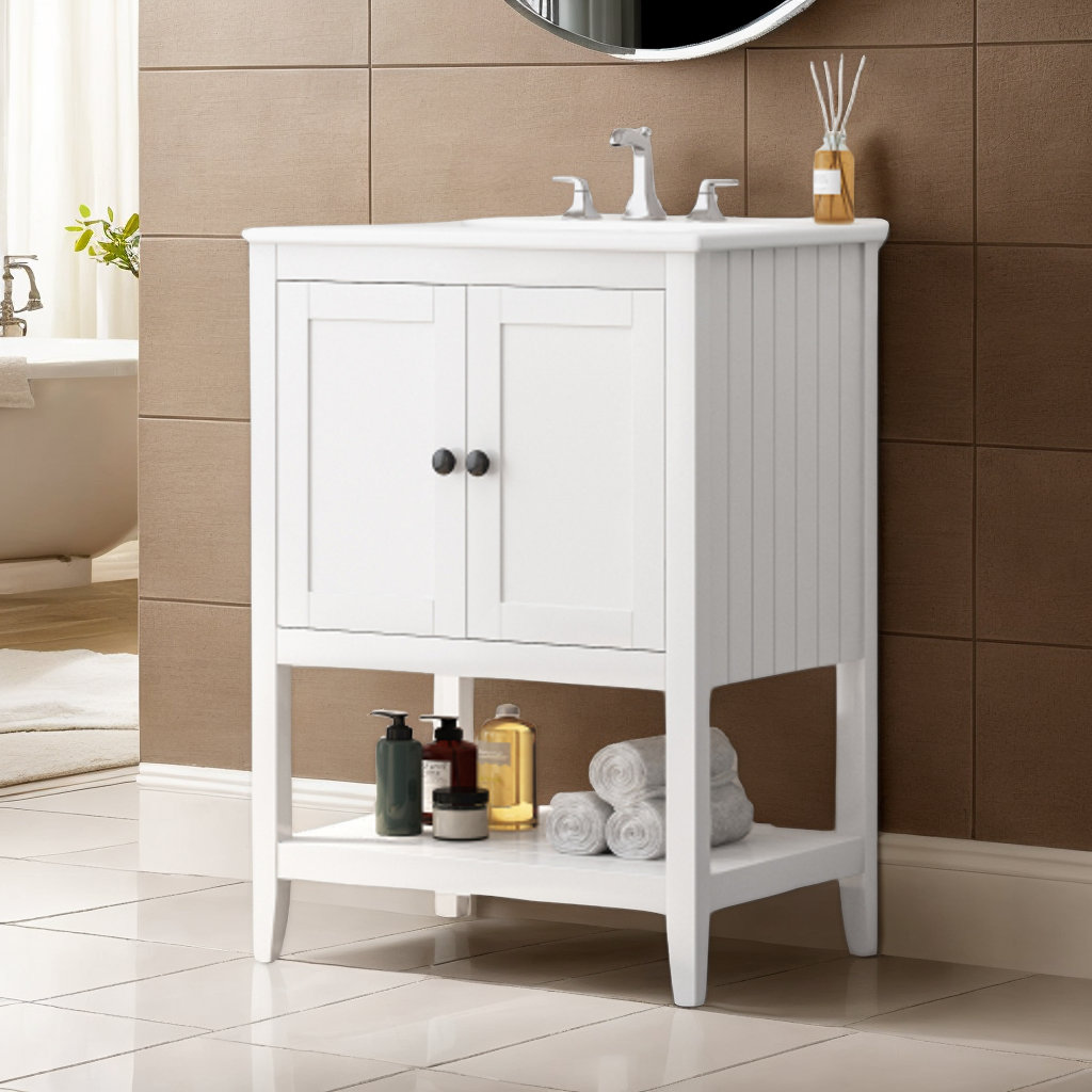 Red Barrel Studio® 24" White Modern Sleek Bathroom Vanity Elegant ...