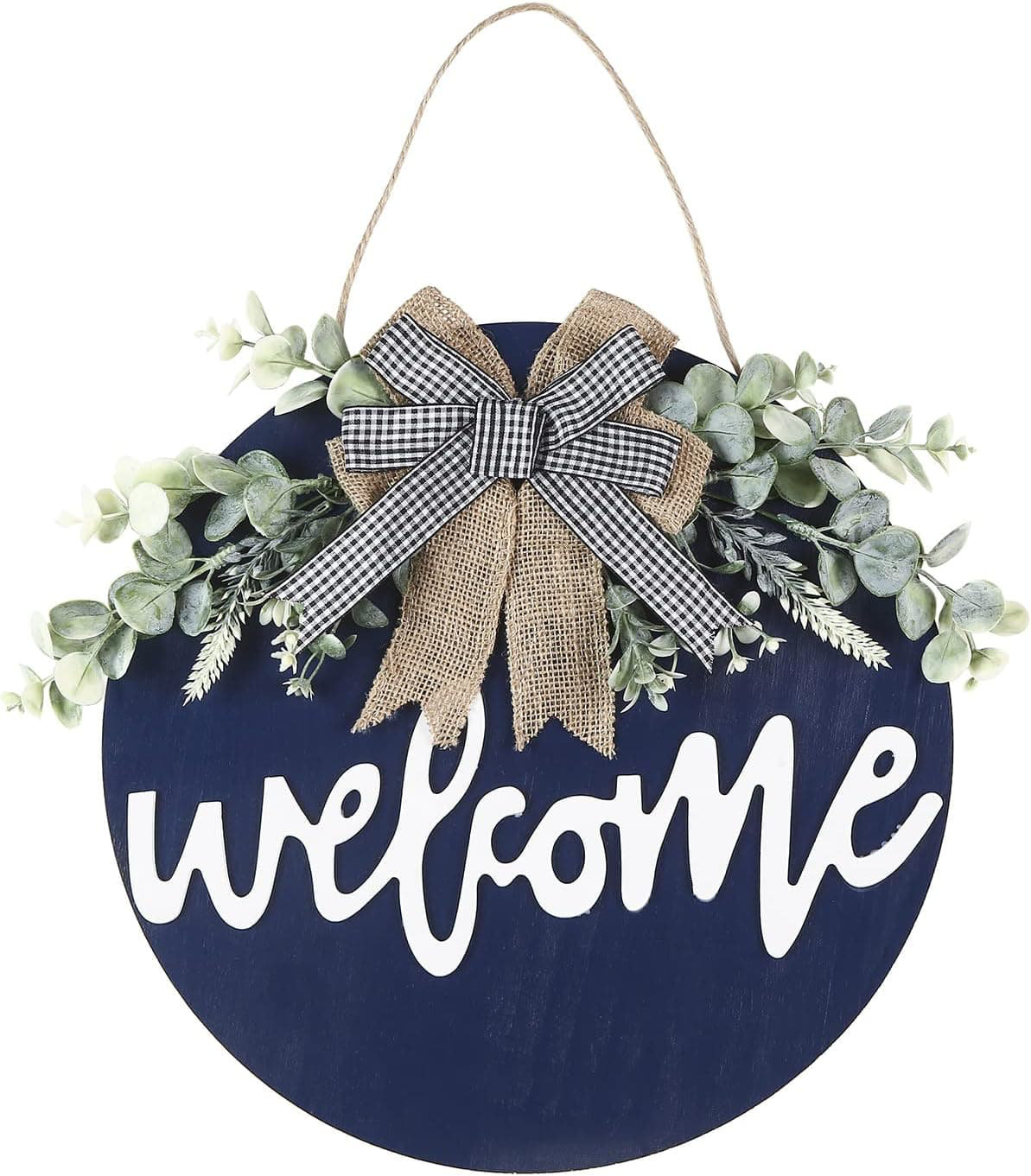 Fleur De Lis Living 13 in. x 13 in. RoundFarmhouse Round Wooden Welcome ...