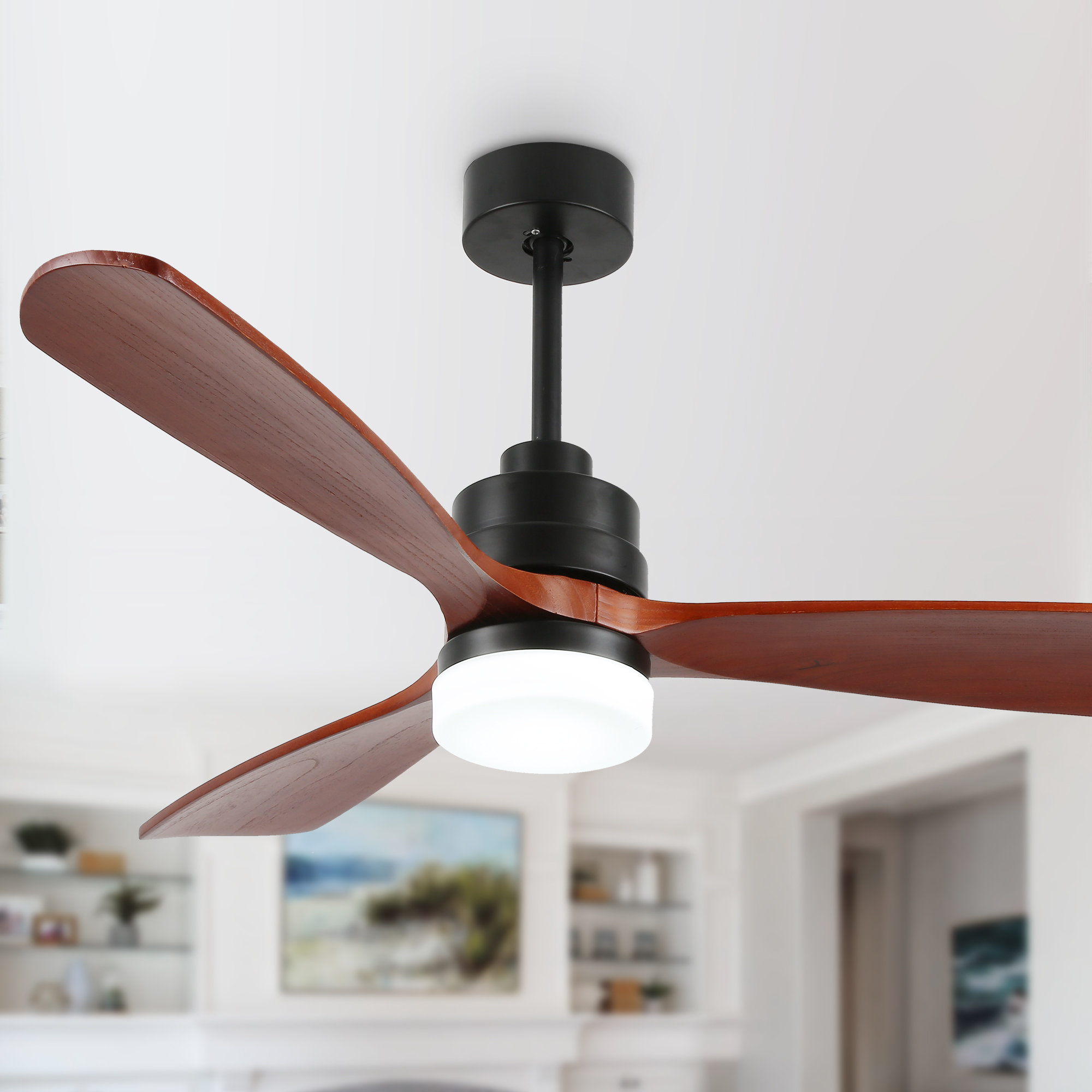 Wrought Studio™ 52-In Caige 3-Blade LED Propeller Ceiling Fan with ...