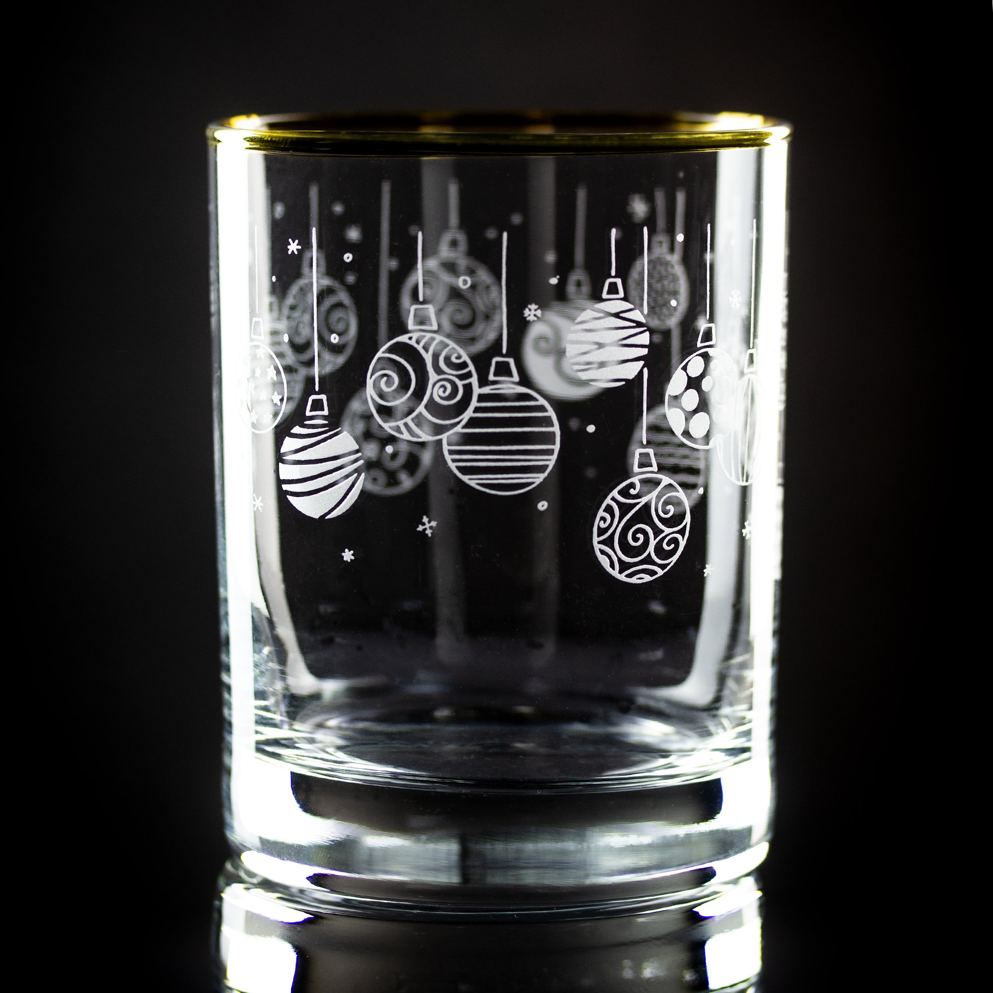 The Holiday Aisle® Ornament Wrap Gold Rimmed Rocks Glass (Set of 2 ...