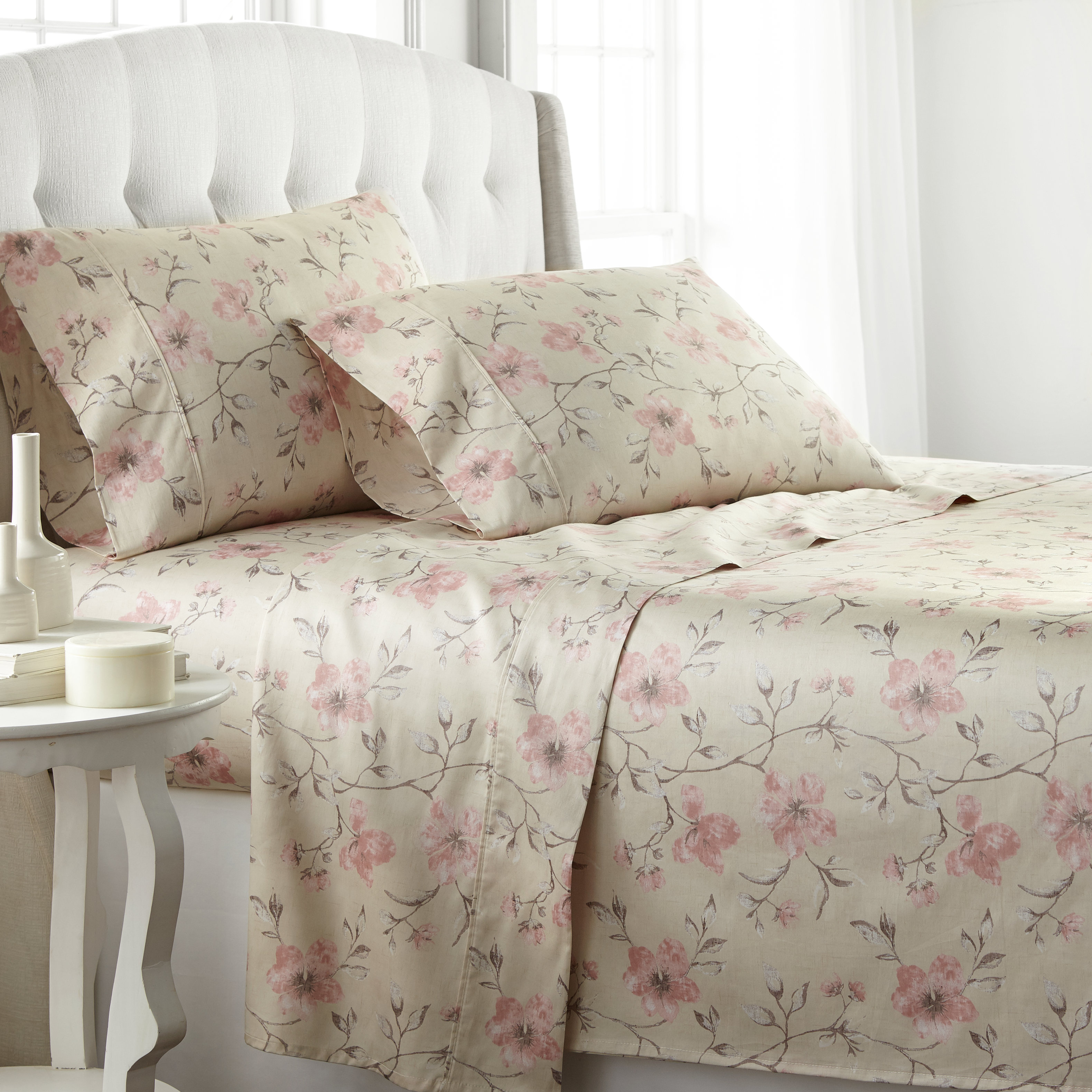 SouthShore Fine Linens Mystic Garden Collection 300 Thread Count Floral ...
