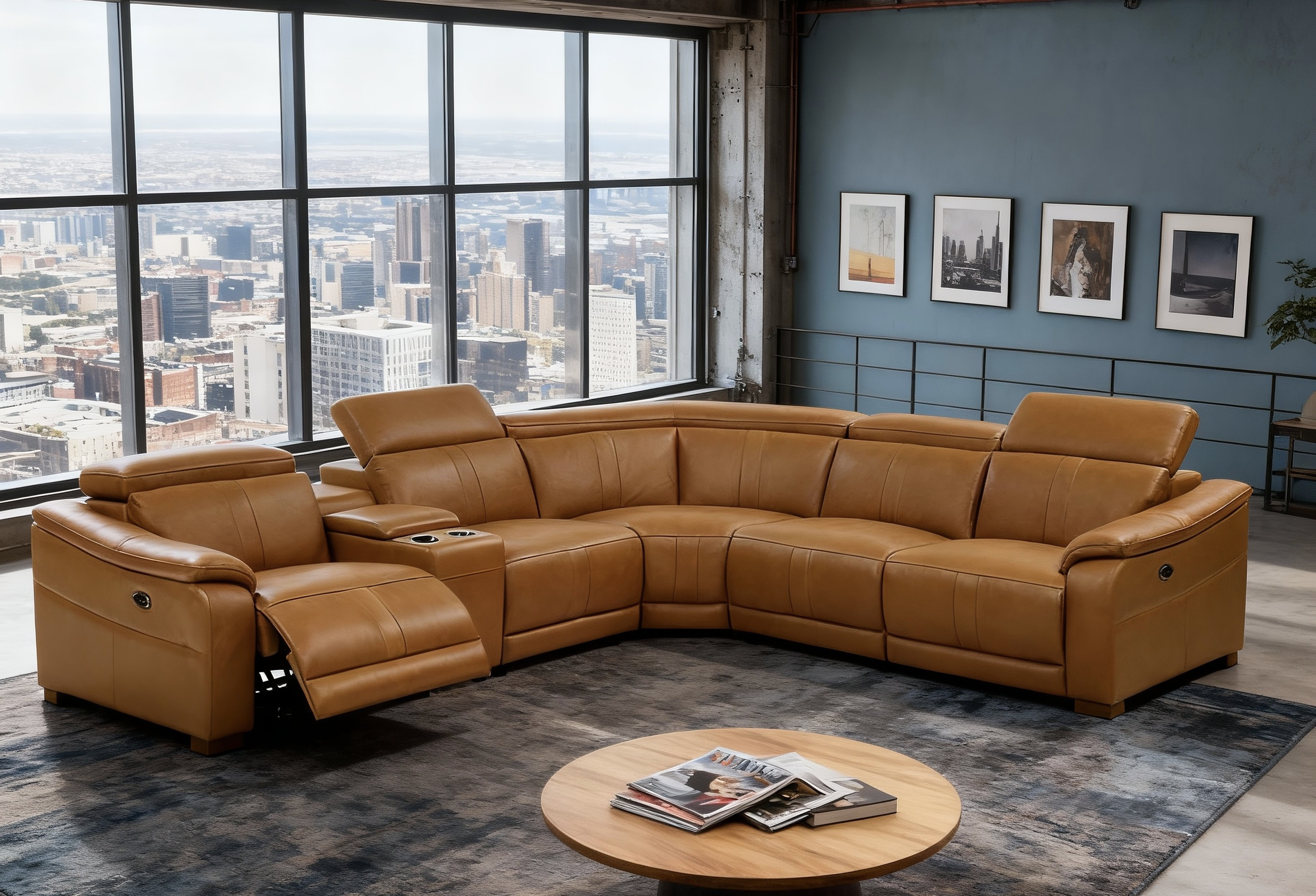 Wade Logan® Ayshea 119.5" Wide Leather Match Reversible Reclining ...