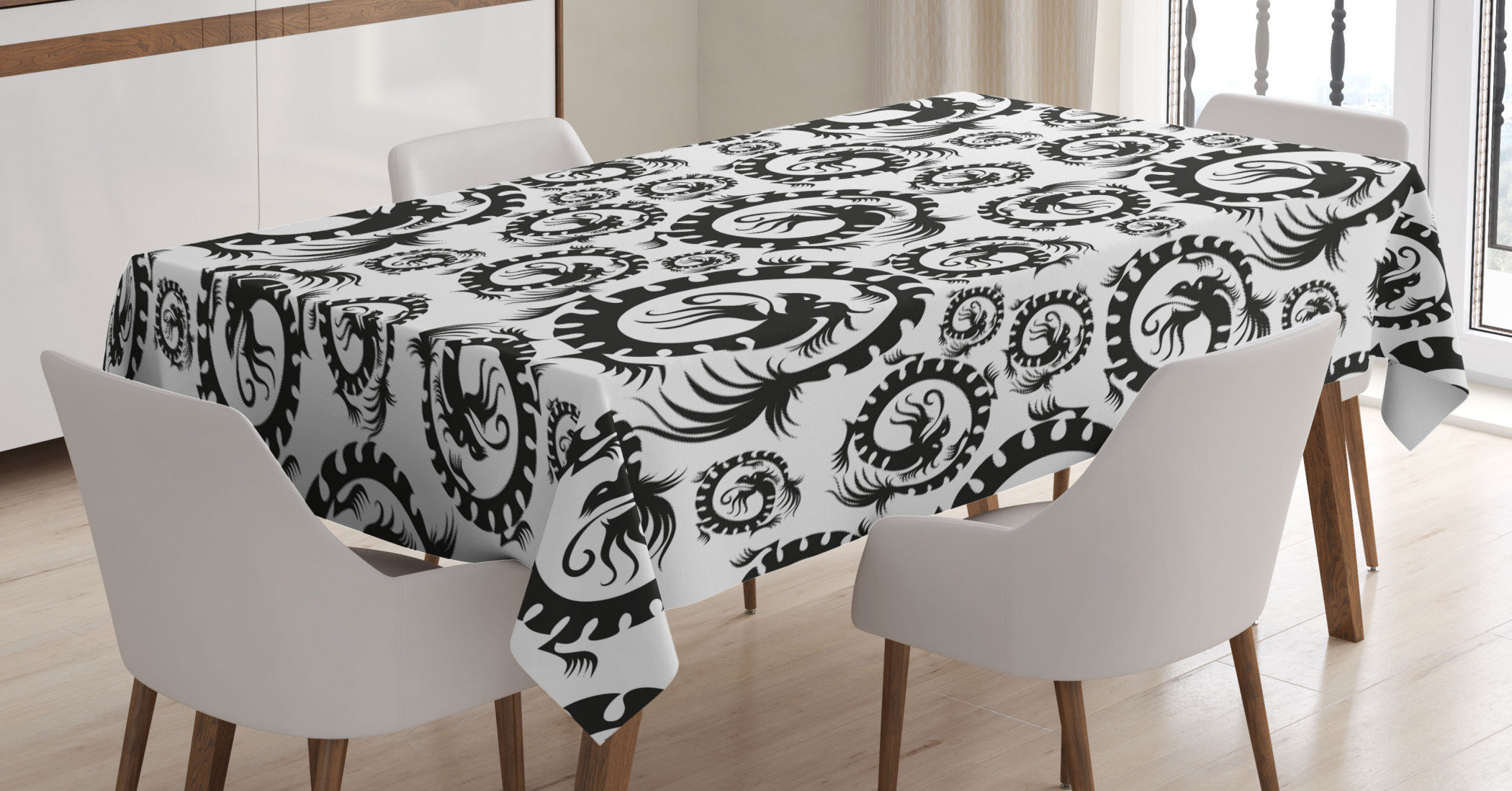 East Urban Home Antique Art Chinese Dragon Tablecloth | Wayfair