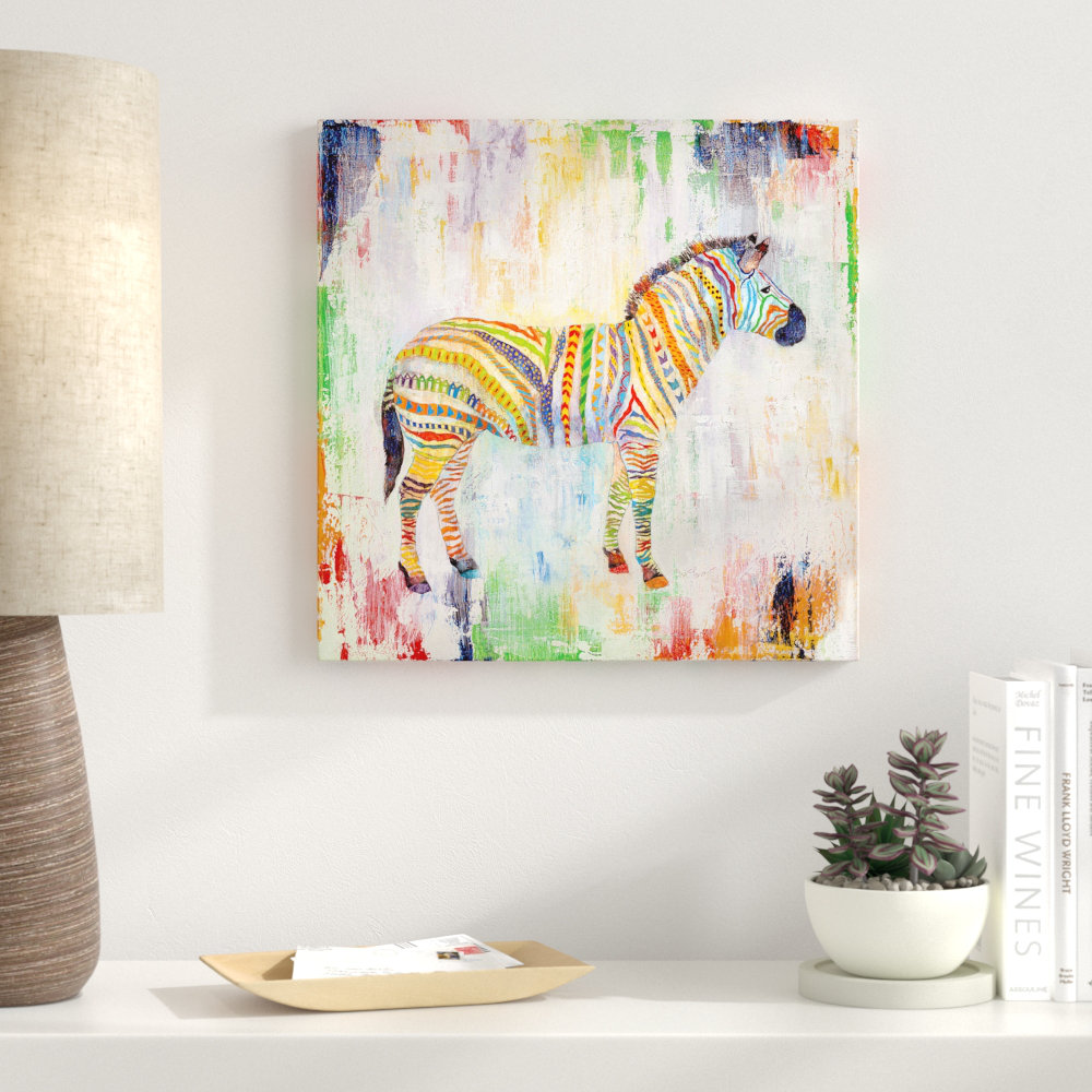 Ebern Designs 'Magical Zebra' Acrylic Painting Print on Canvas | Wayfair