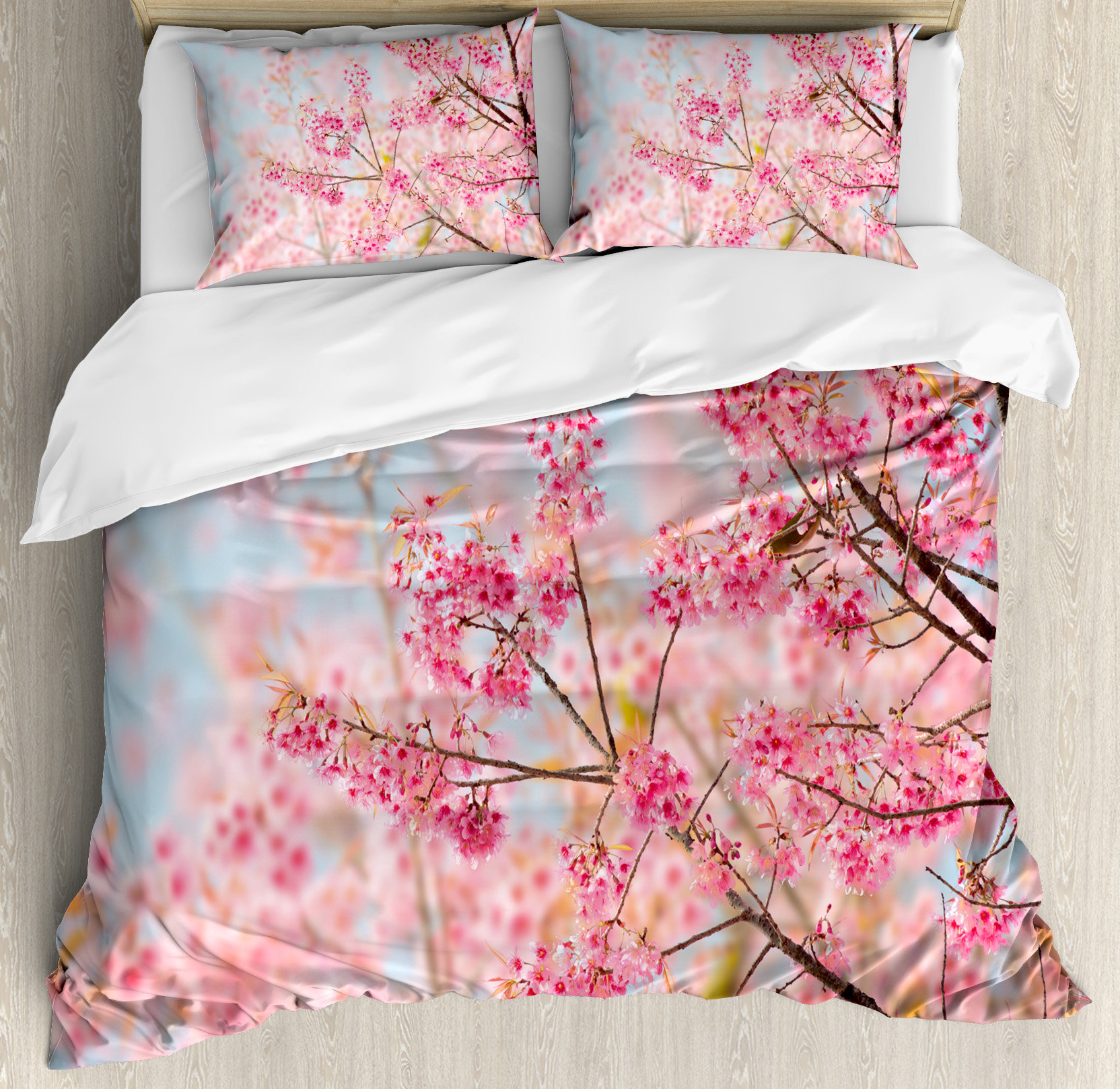 Ambesonne Japanese Sakura Cherry Blossom Branches Full of Spring Beauty ...