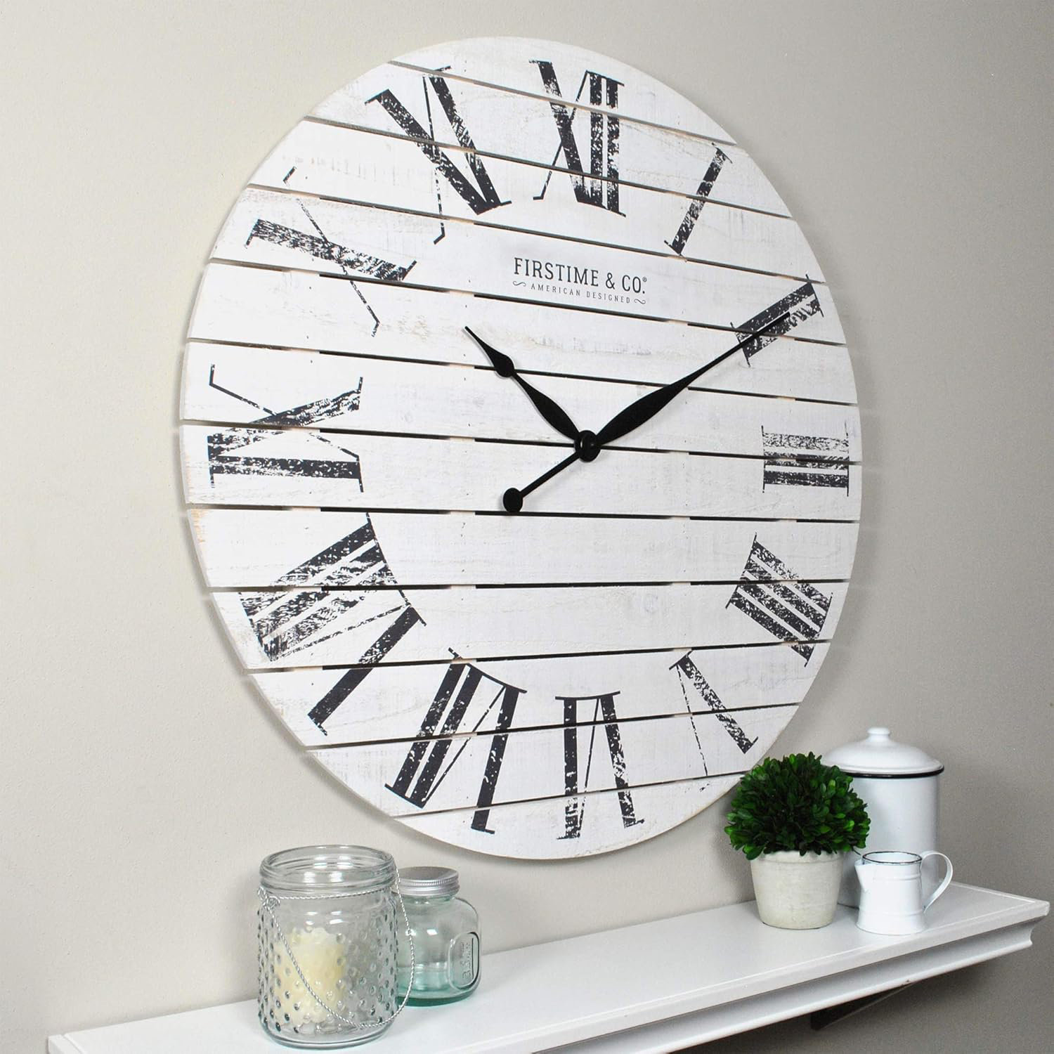 HONLID Farmhouse Shiplap Wall Clock - Wayfair Canada