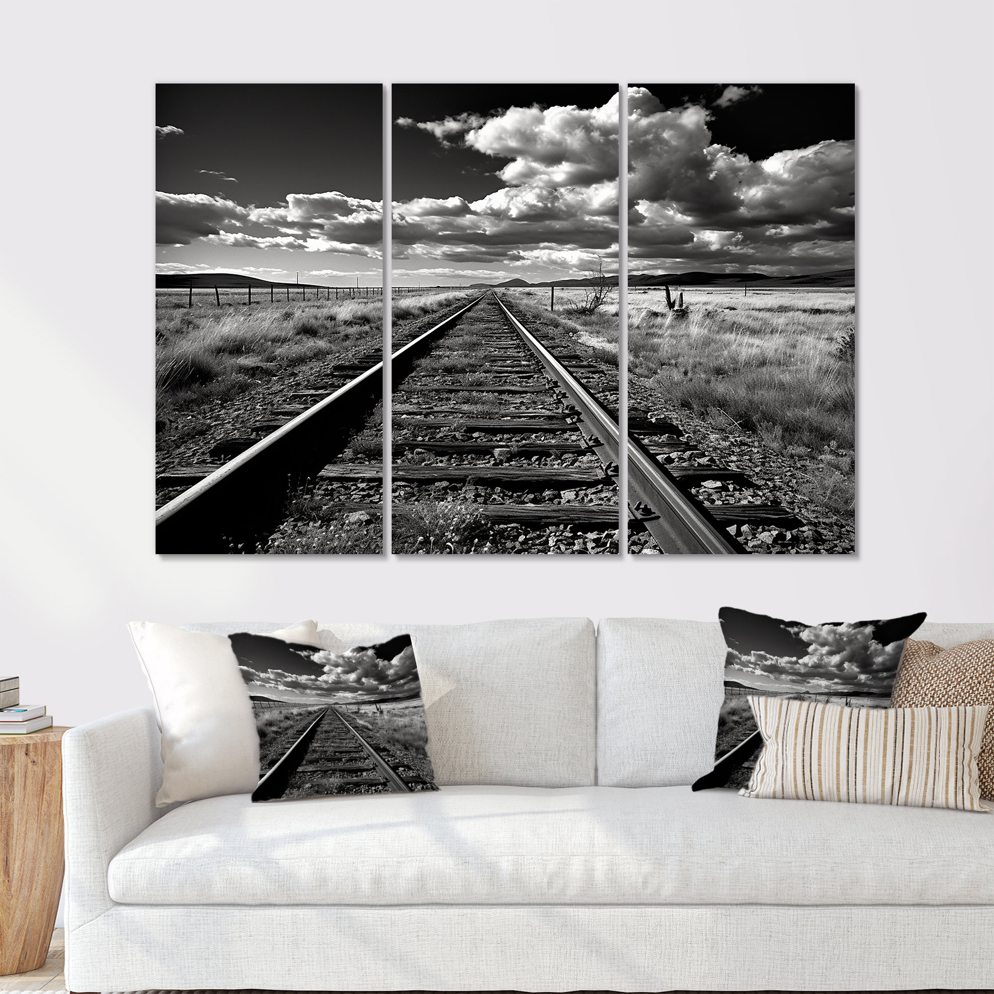 Latitude Run® Black And White Train Tracks Photo - Train Canvas Wall ...