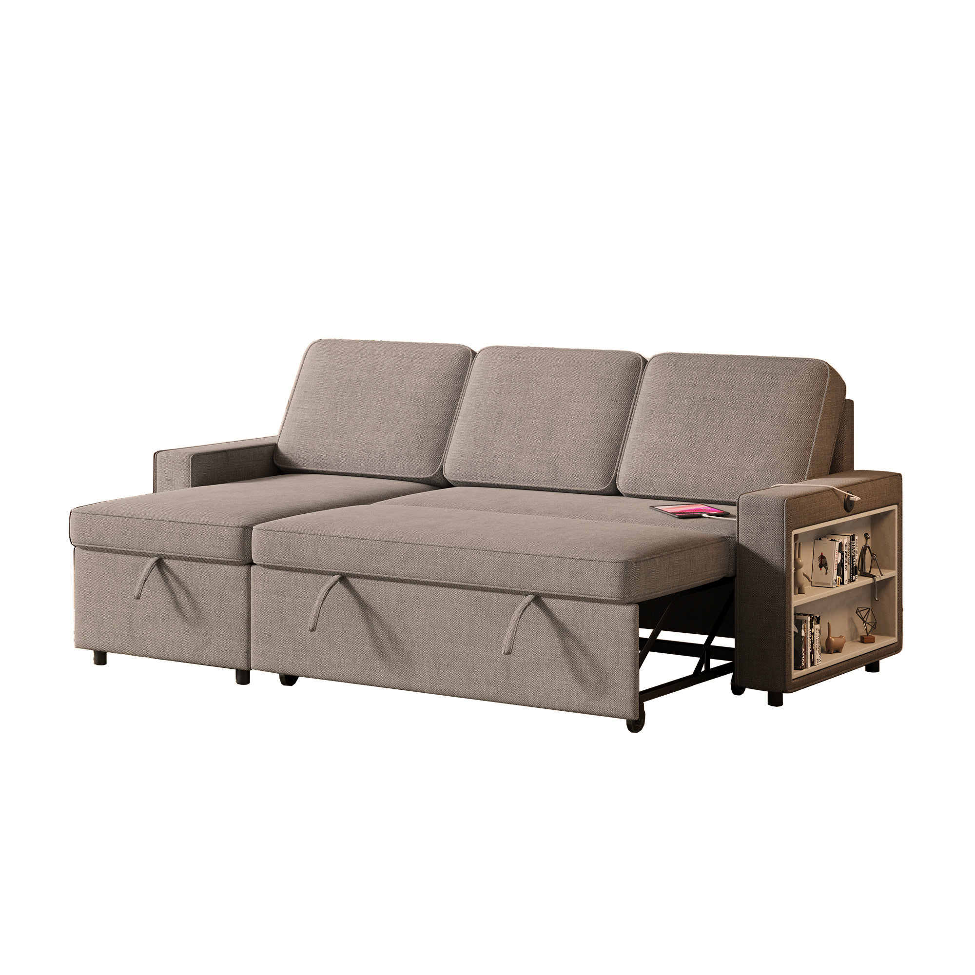 Latitude Run® 85.8" Pull Out Sleeper Sofa L-Shaped Couch Convertible ...
