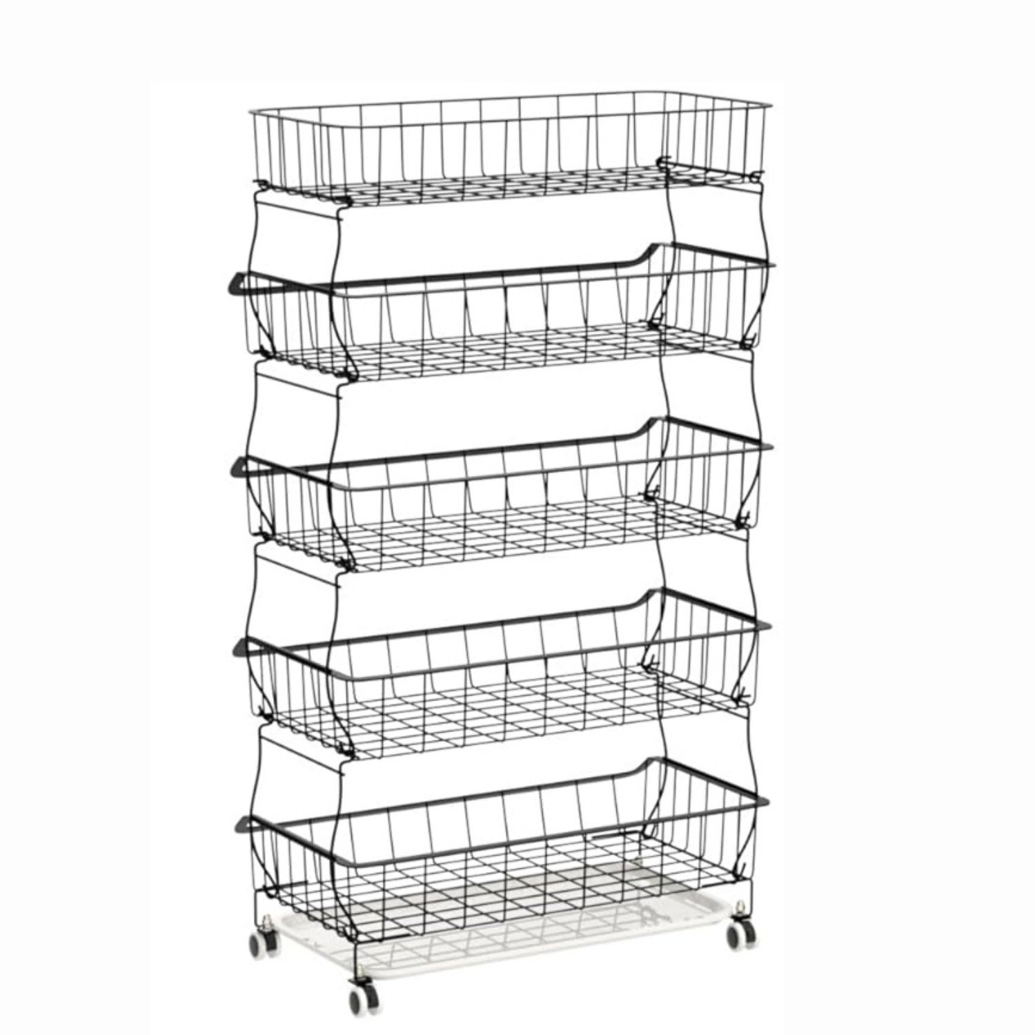 Latitude Run® 5 Tier Stackable Metal Wire Basket Car With 2 Free ...