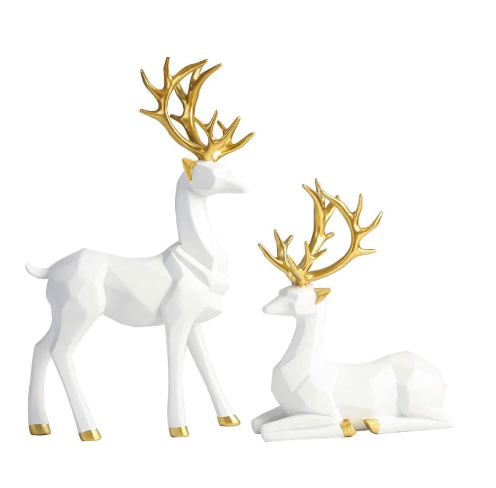 House of Hampton® Nordic Style Resin Origami Elk - Pair of Sitting and ...