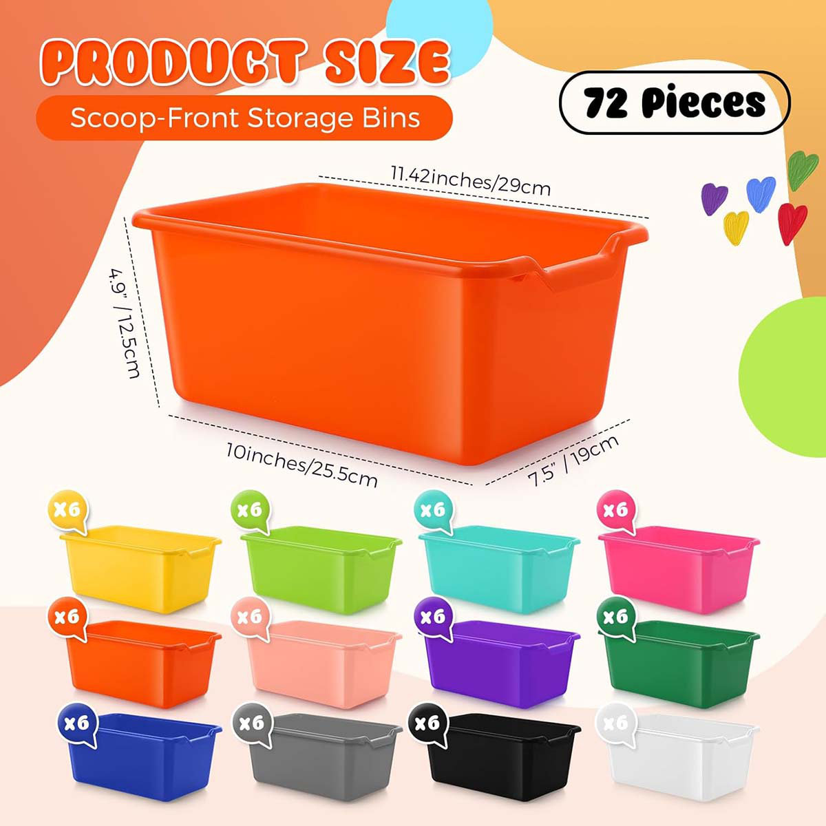 KINOFO 24 Pcs Plastic Cubby Bins Classroom Cubby Organization Book Bins ...