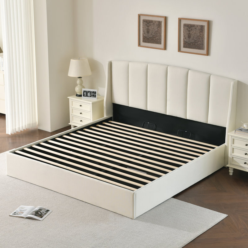 Latitude Run® Balynda 46.9” Tall Linen Wingback Hydraulic Lift Up ...