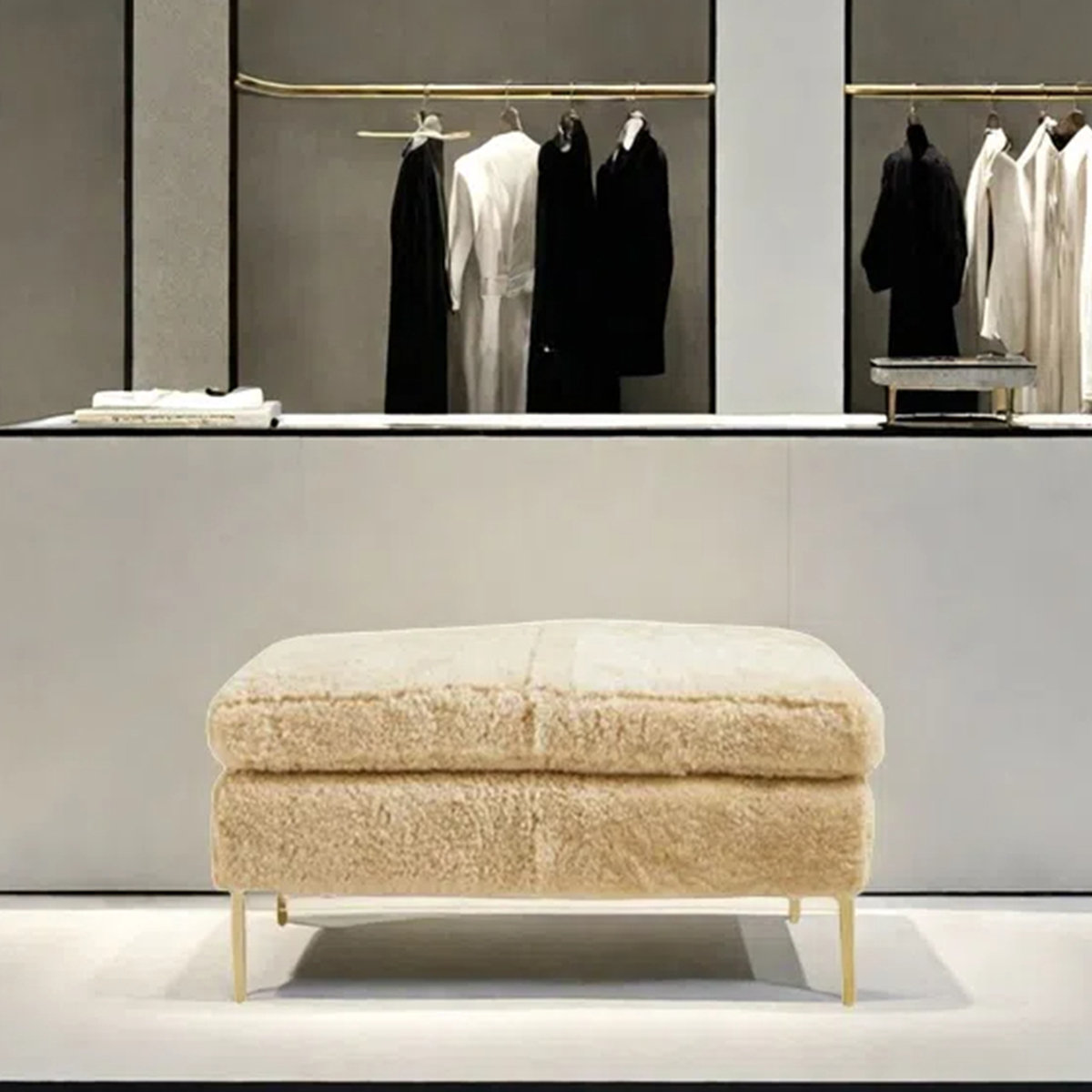 Everly Quinn Solid wood bench sheepskin simple shoe changing | Wayfair