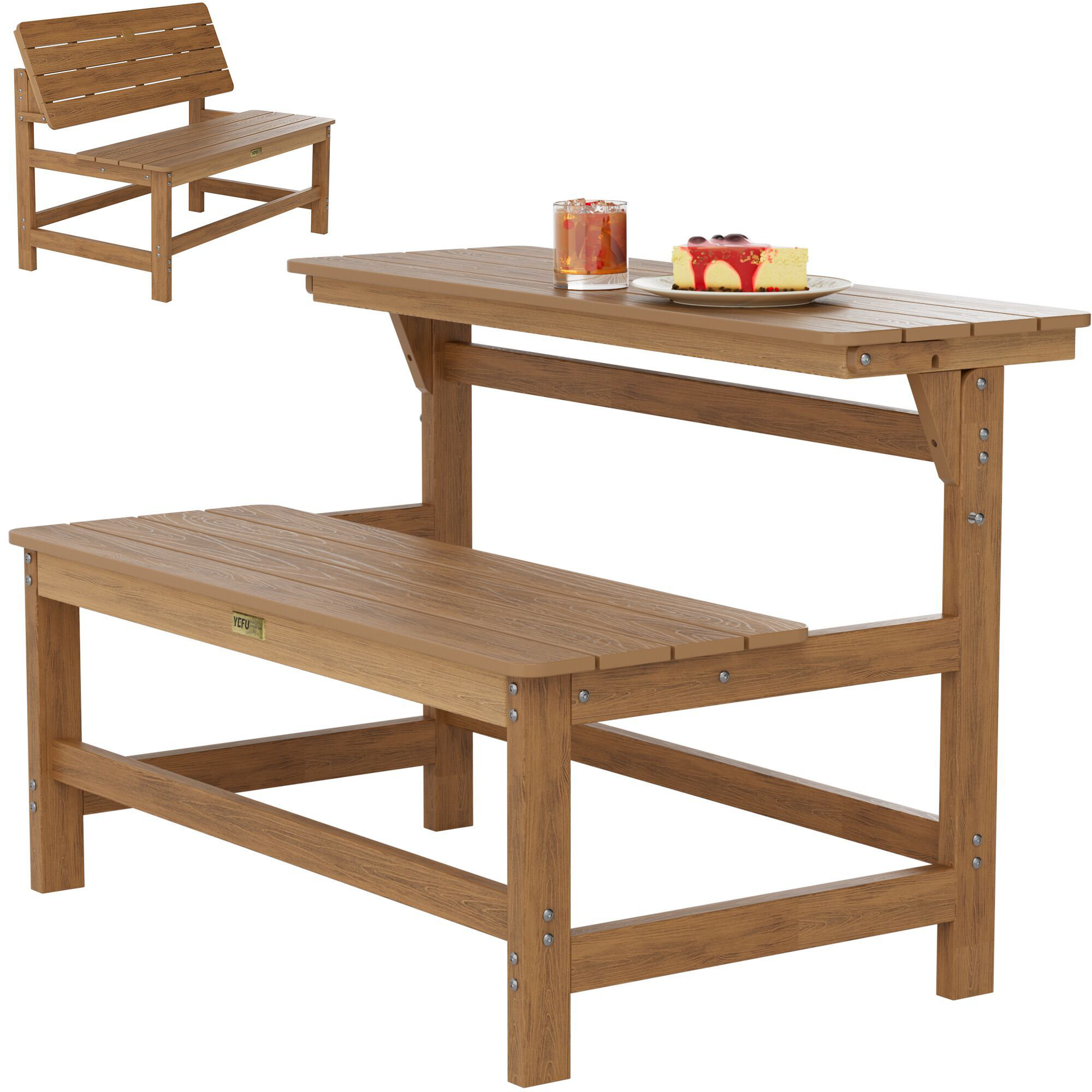 Lark Manor™ Folding Picnic Outdoor Table Convertible Bench Patio Dining ...