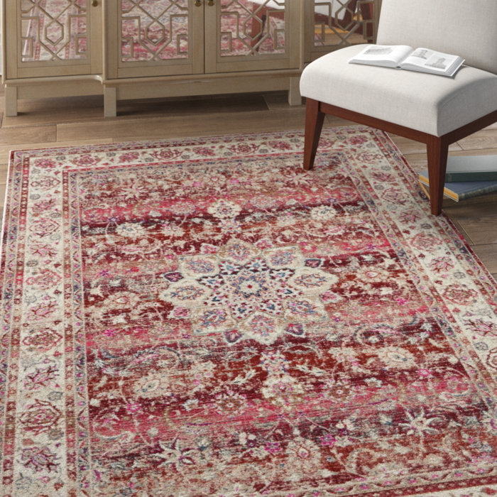 Bungalow Rose Lowndes Performance Red/Beige Rug & Reviews | Wayfair