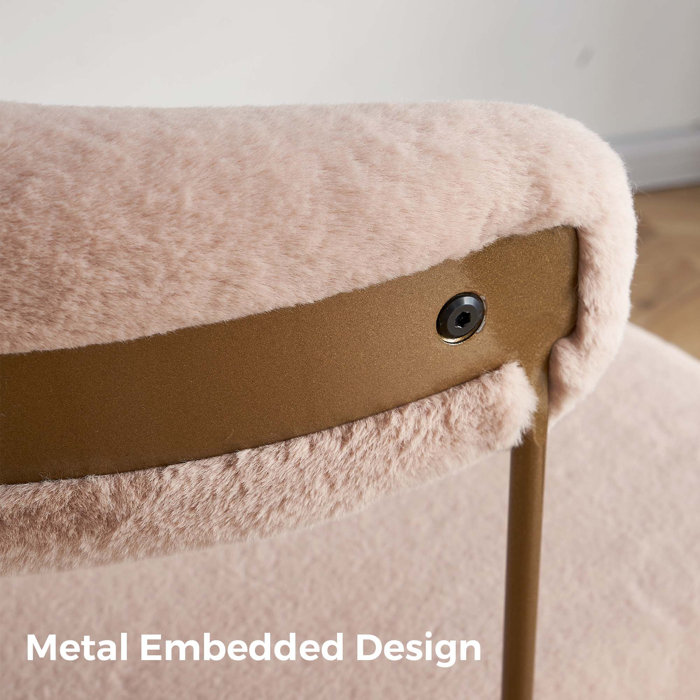 Everly Quinn 19.5" Faux Fur Accent Chair Golden Iron Base Classic ...