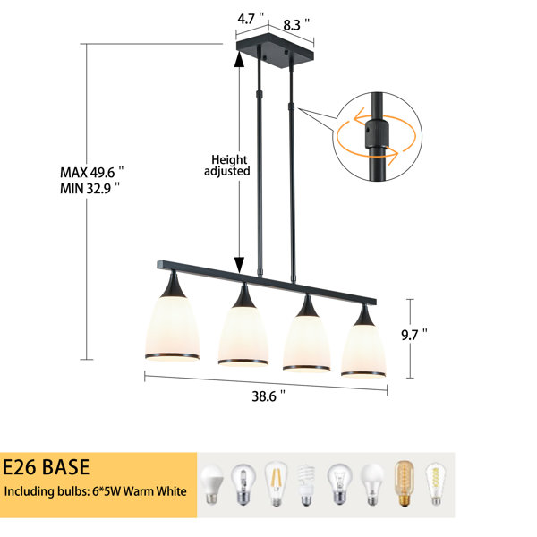 Lark Manor™ Island Lights for Kitchen 4-Light Matte Metal Chandeliers ...
