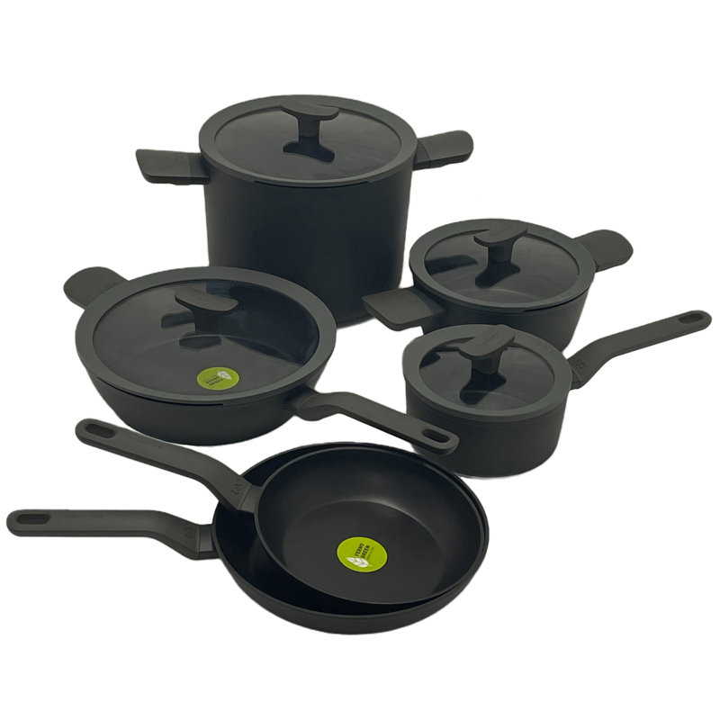 BergHOFF Leo 10Pc Non-stick Cookware Set, Black | Wayfair