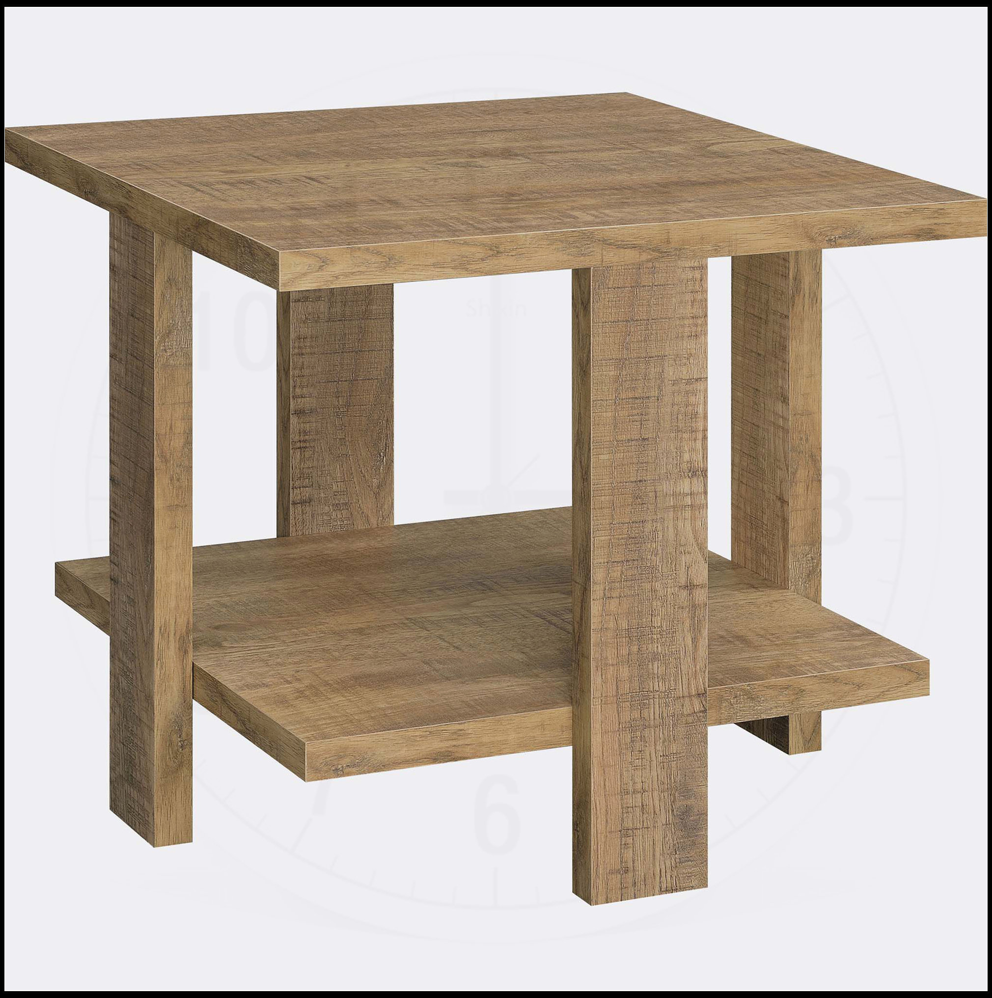 One Allium Way® Rustic Mango Finish Square End Table with Two Surfaces ...