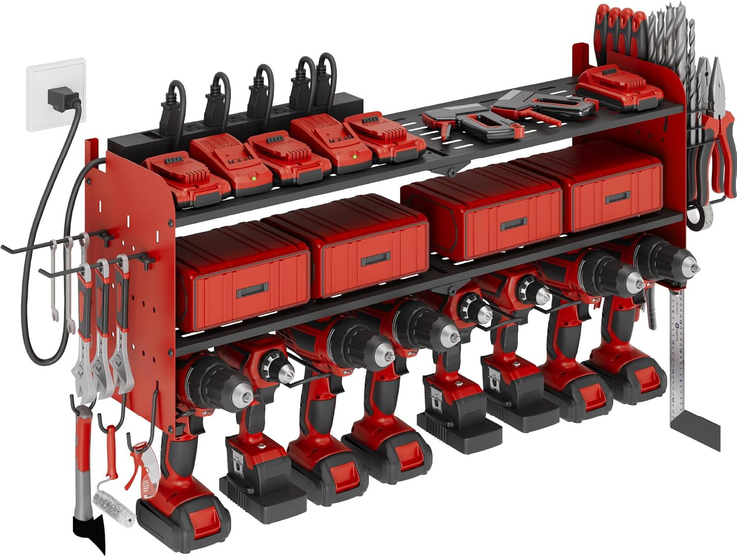 WFX Utility™ Power Tool Organizer with Charging Station Garage 8 Drill ...