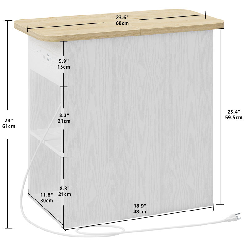 Ebern Designs Narrow Side Table, Small End Tables With Flip Top Storage ...