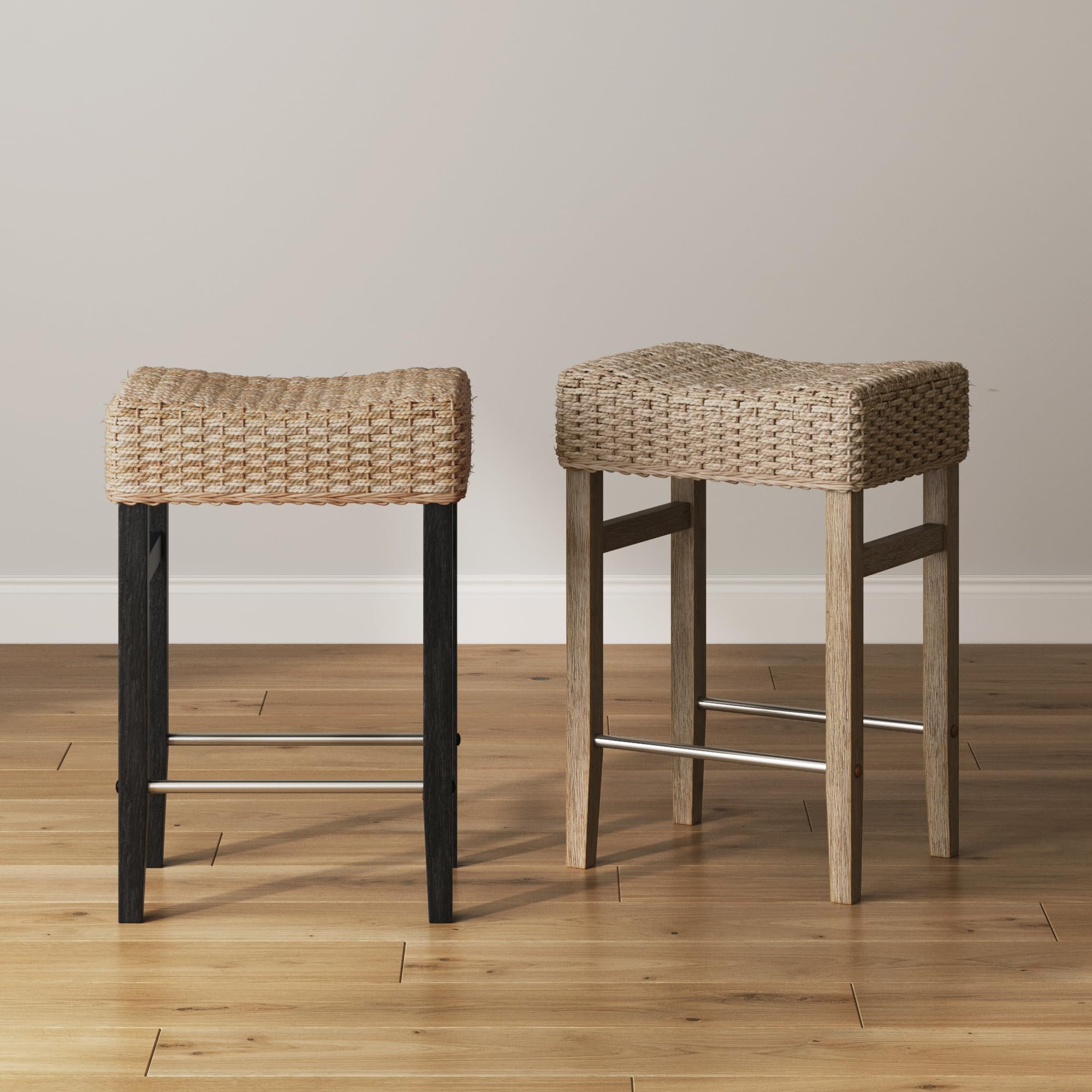 Dakota Fields Rattan Bar Stool, Bohemian Style Bar Stool, Woven ...