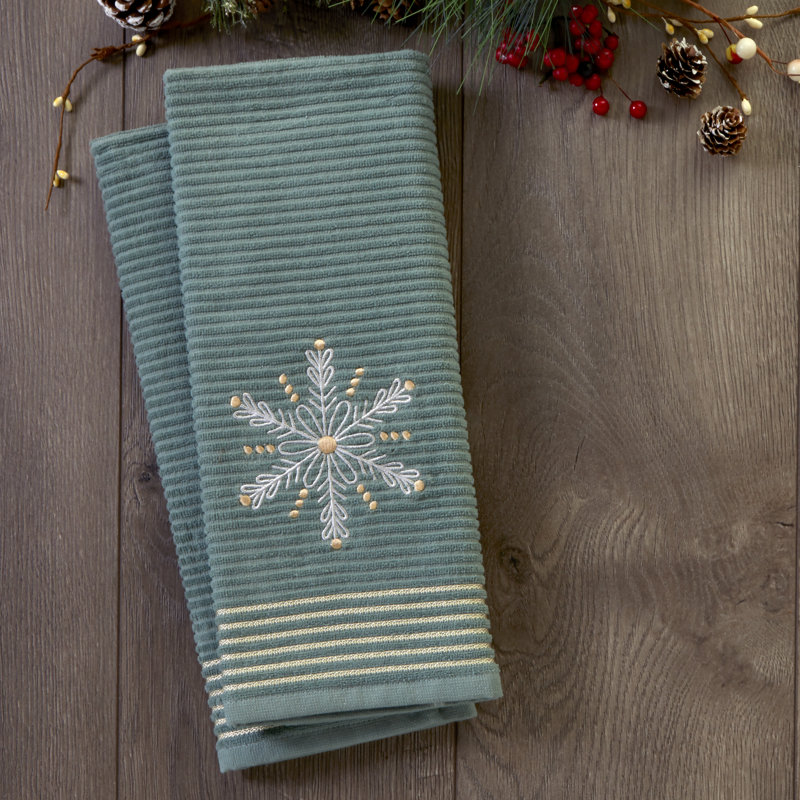 SKL Home Snowflake Hand Towel (2-Pack), Green | Wayfair