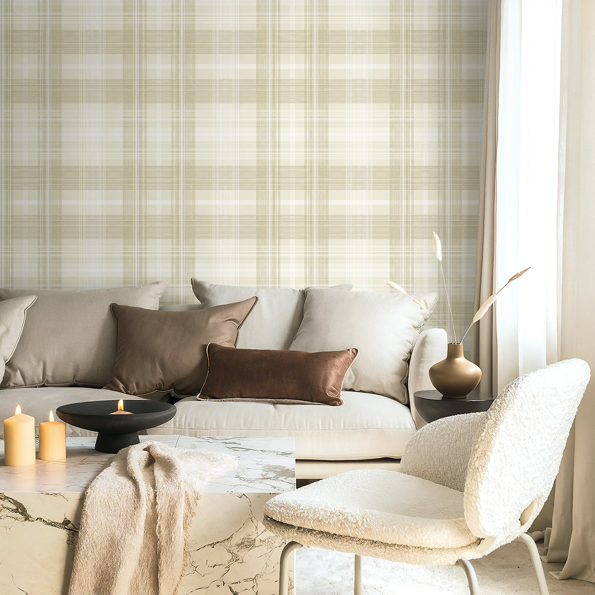 Stacy Garcia Home Argos Crossroads Plaid Peel And Stick Wallpaper | Wayfair