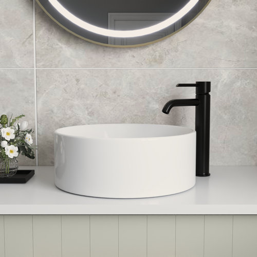 DeerValley 410mm White Ceramic Circular Countertop Basin Bathroom Sink ...