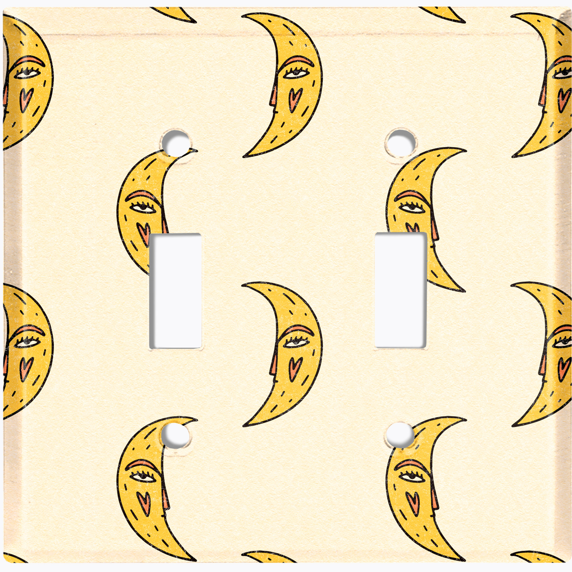 WorldAcc Crescent Moon Heart Doodle 2-Gang Toggle Light Switch Wall ...