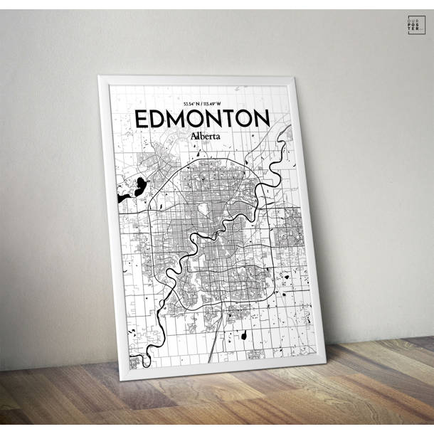 OurPoster.com 'Edmonton City Map' Graphic Art Print Poster in Ink ...