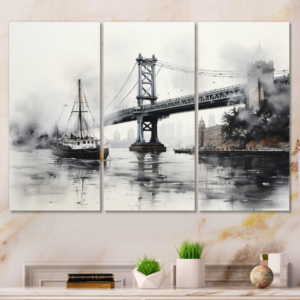 Breakwater Bay Grey Bridge Urban Suspension III - Architecture Metal ...