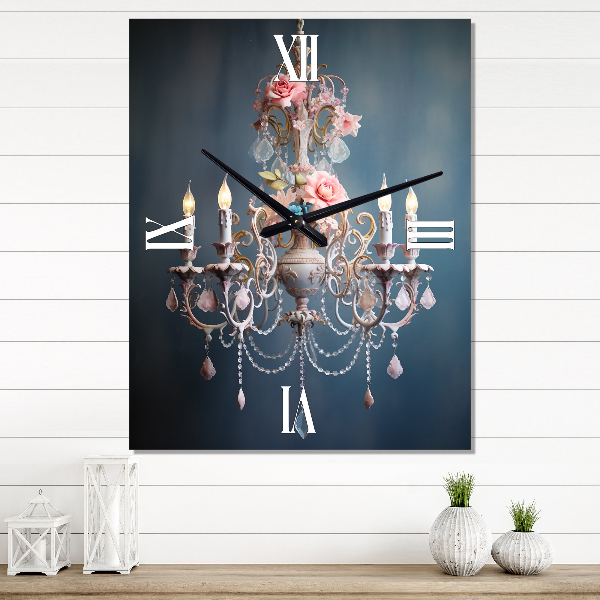 Design Art Chandelier Whispered Whimsy - Glam Wall Clock Oversized ...