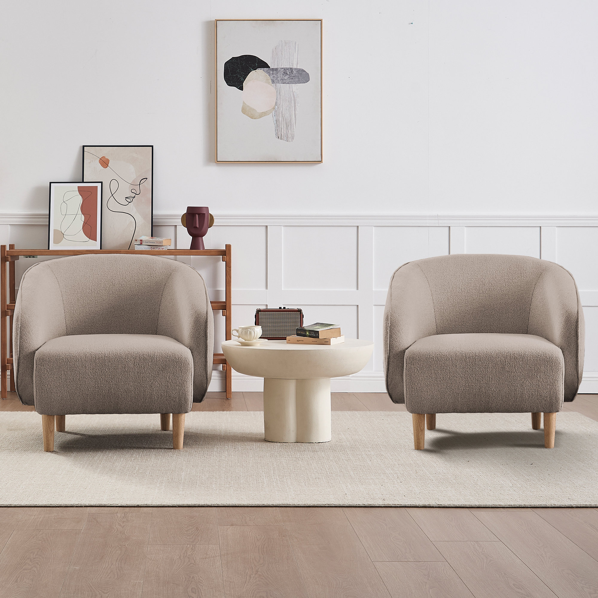 Latitude Run® Modern Upholstered Barrel Accent Chair - Set Of 2 ...
