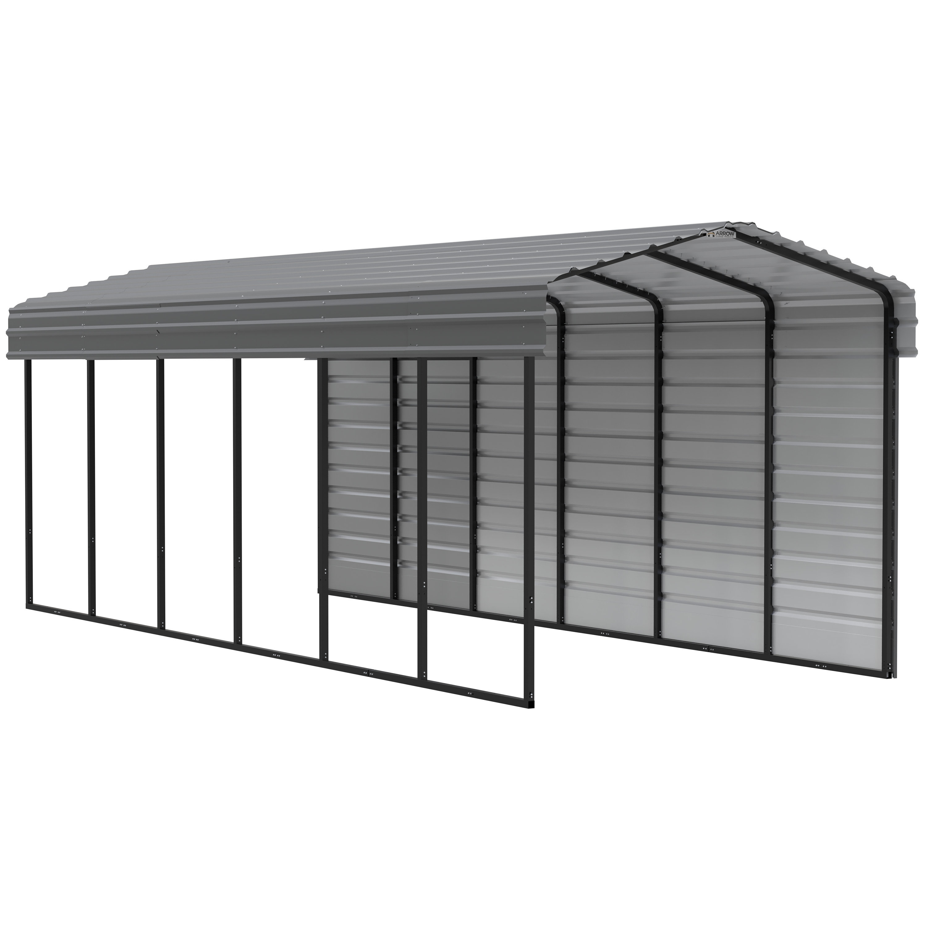 Arrow 10 ft Eggshell Carport with 1-sided Enclosure | Wayfair