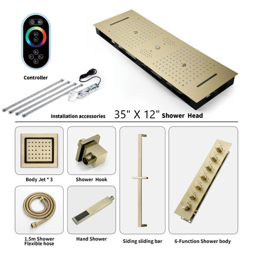 Smart Living&Technology Thermostatic Complete Shower System with Rough ...