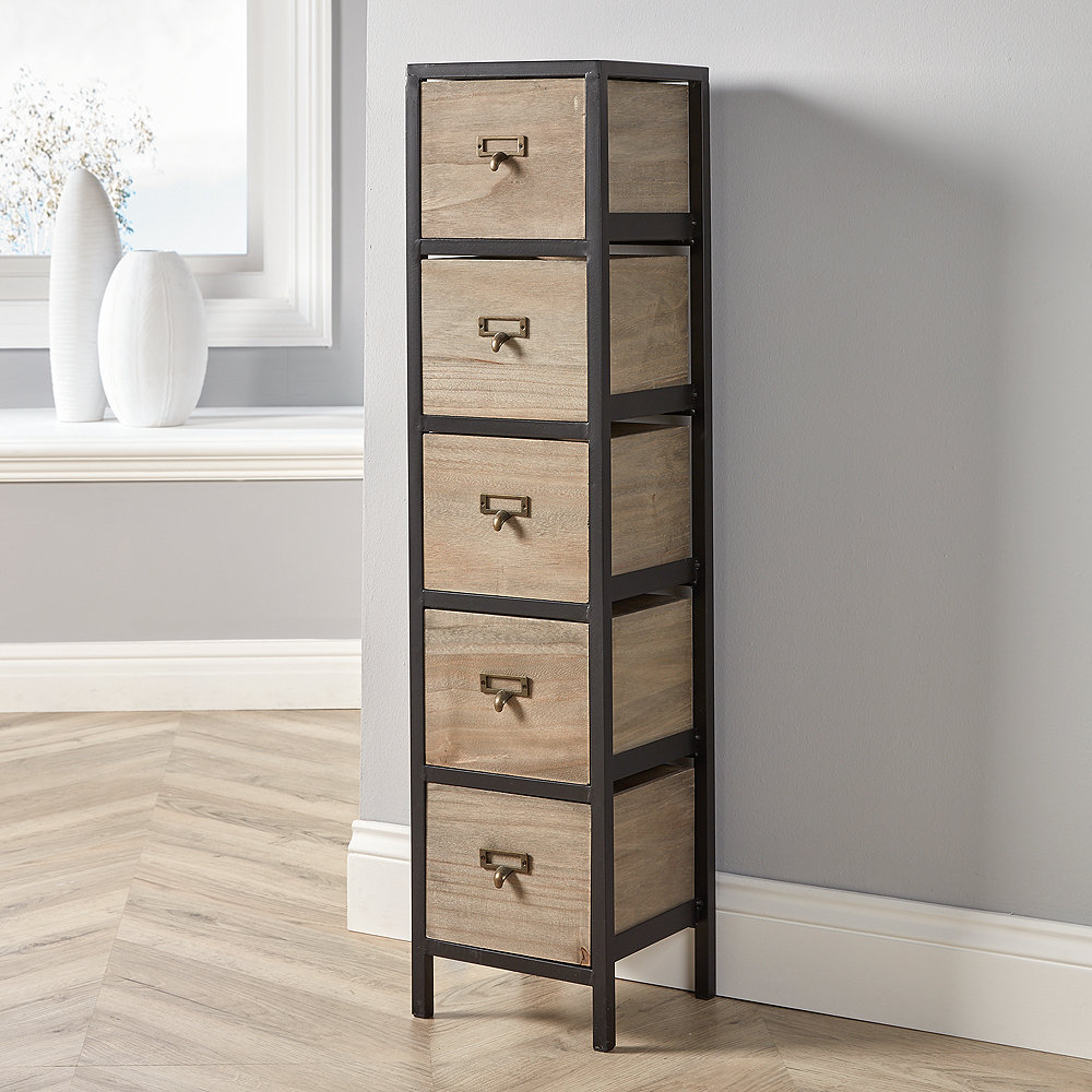 Ebern Designs Stclair Fully Assembled Wooden 5 Drawer Narrow Chest ...