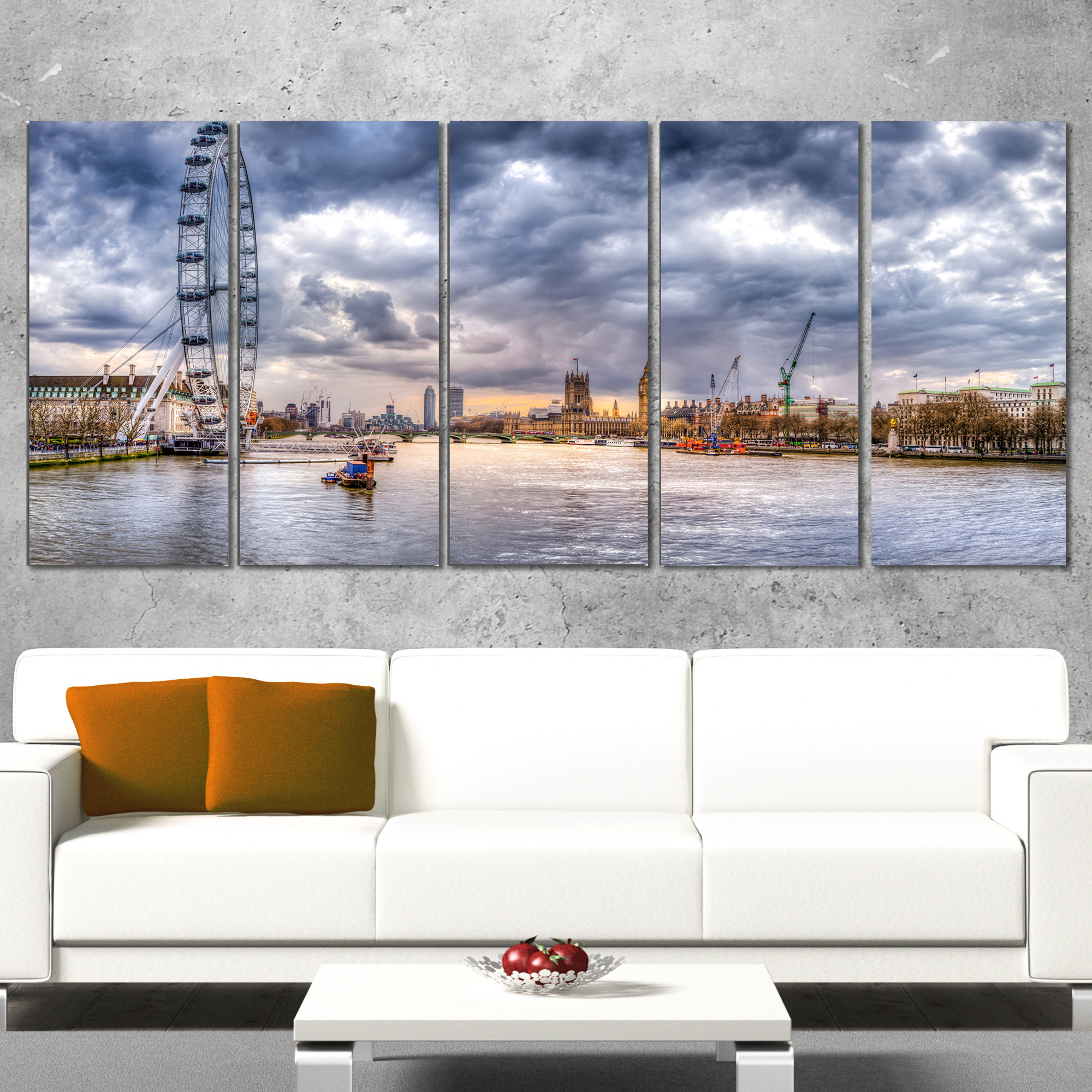 Design Art 'London Skyline and River Thames' Photographic Print Multi ...