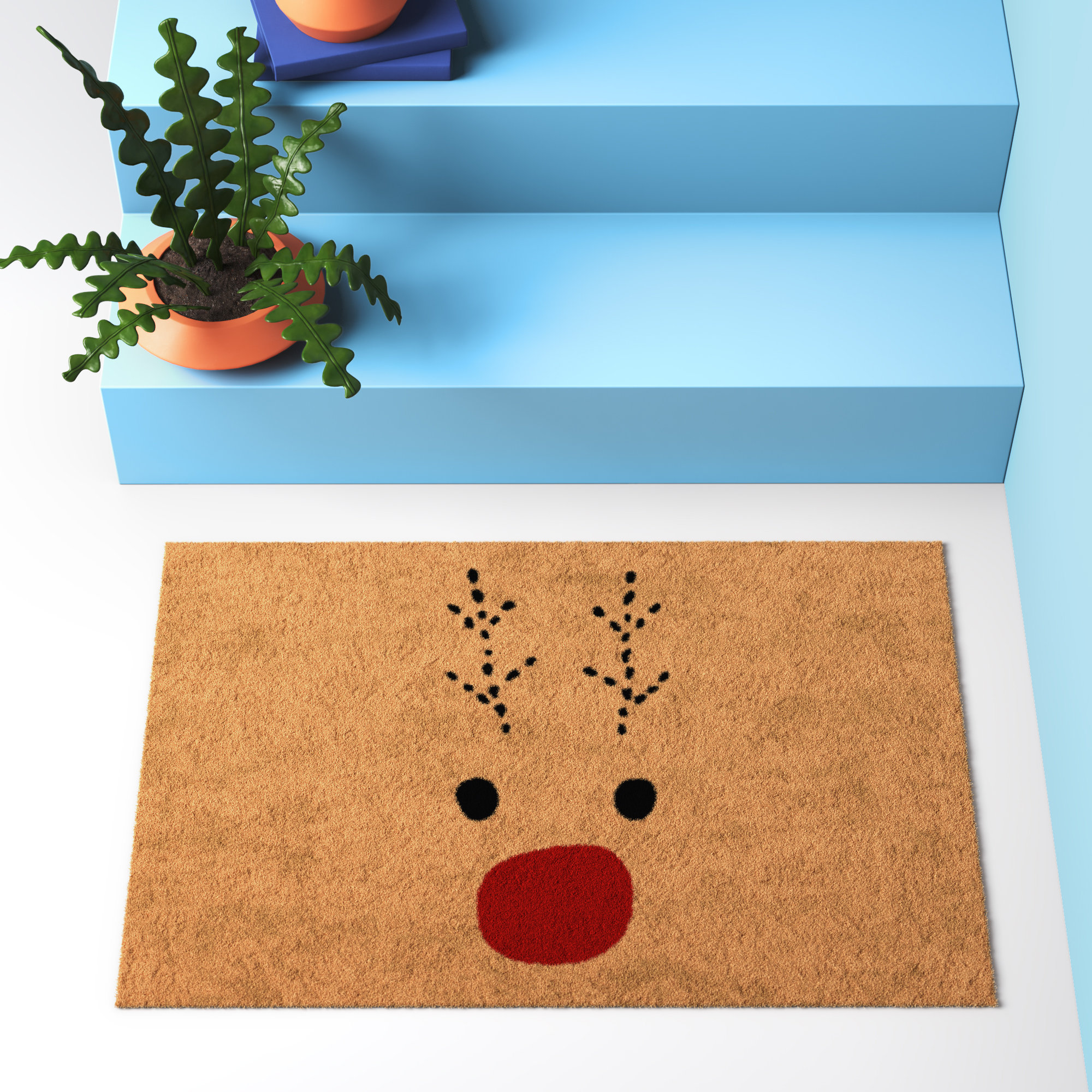 Hashtag Home Bertrand Reindeer Non-Slip Coir Doormat & Reviews ...
