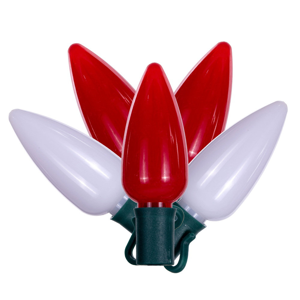 The Holiday Aisle® 25 Red-Warm White Ceramic C9 LED Light On Green ...