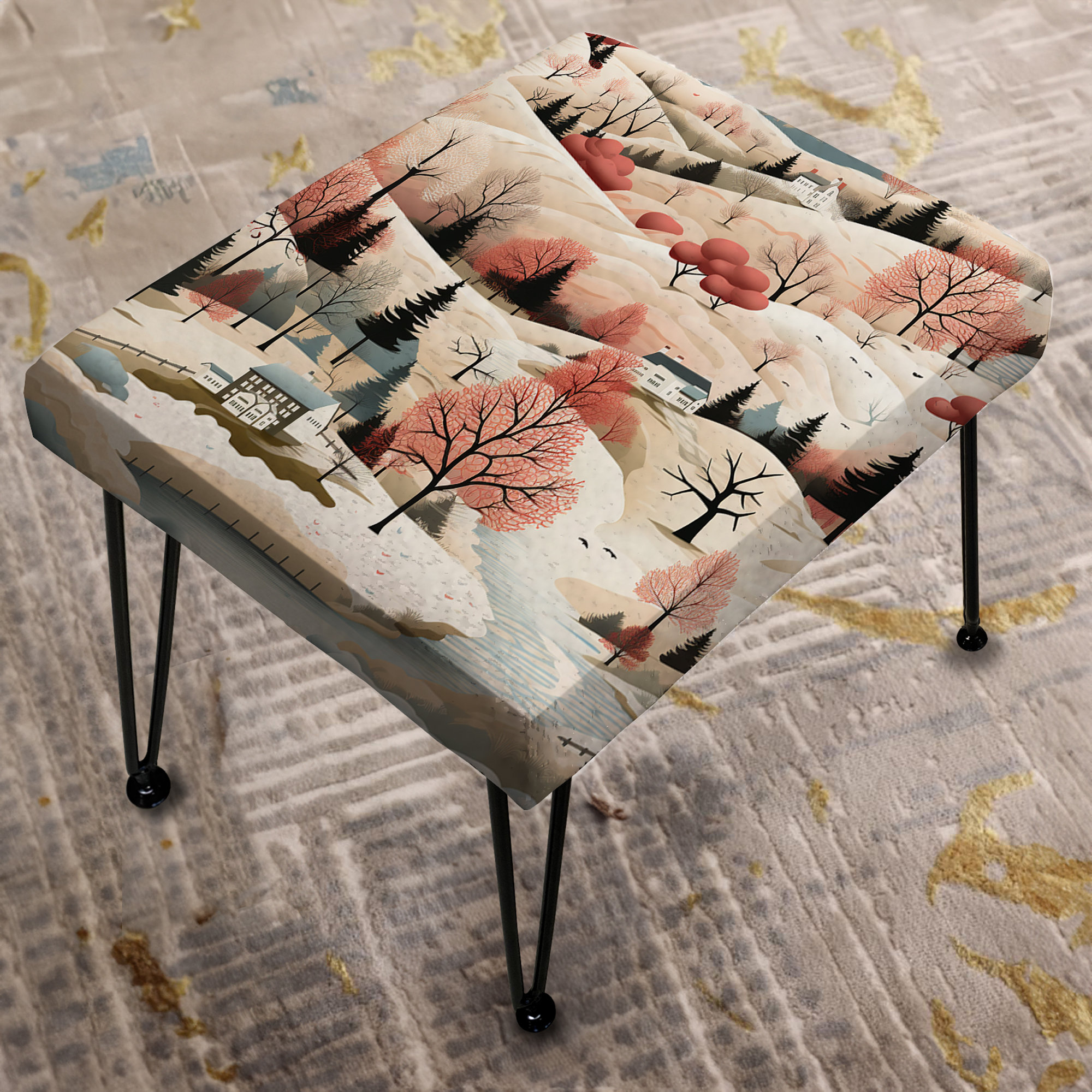 Design Art Autumn Scenery Scandinavian Pattern - Floral Rectangle ...