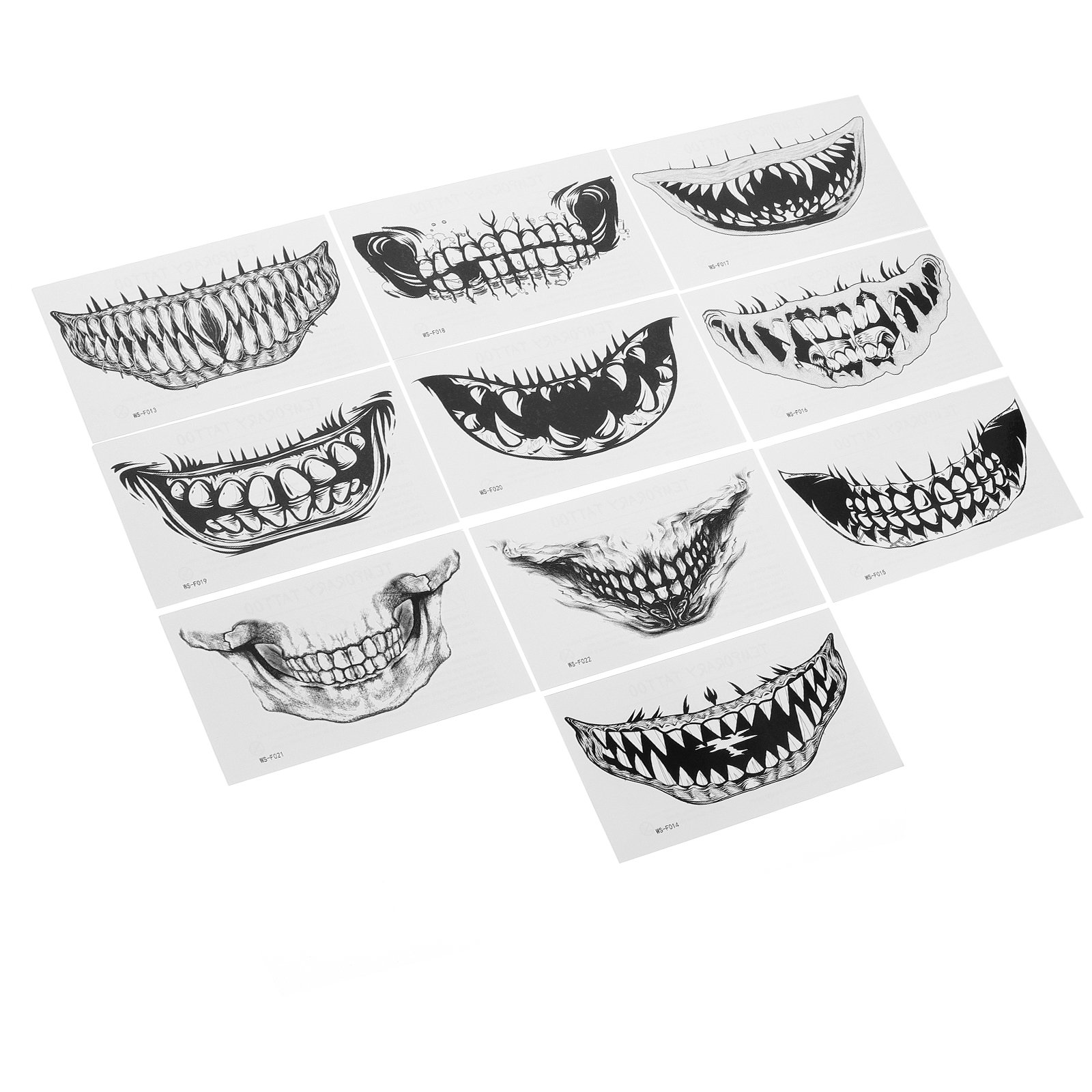 The Holiday Aisle® 10 Sheets Halloween Face Tattoos Sticker Mouth Teeth ...