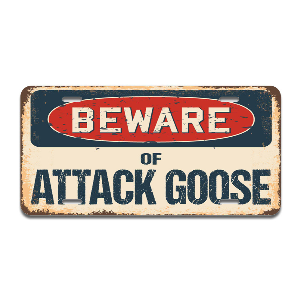 SignMission Beware of Attack Goose Aluminum Plate Frame | Wayfair